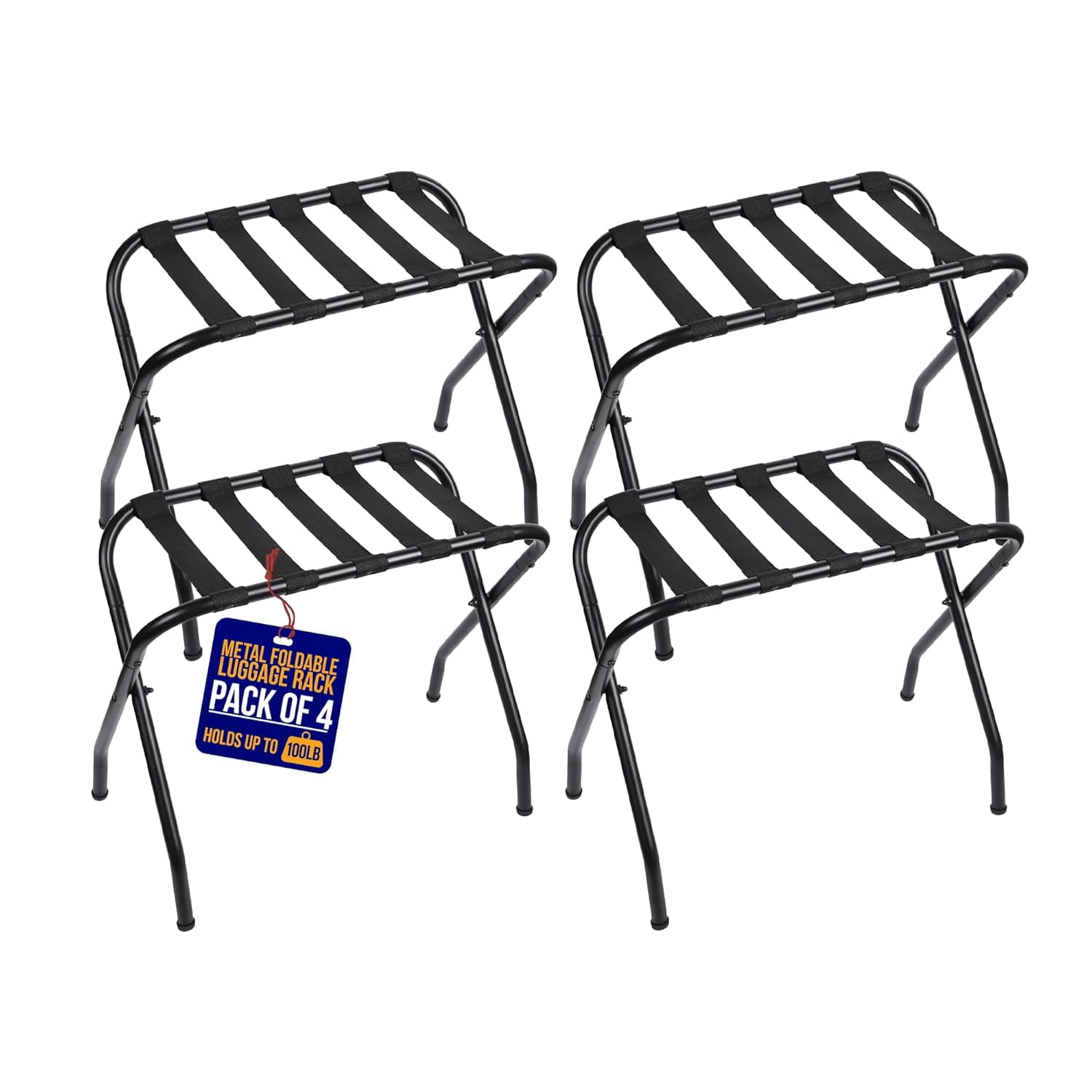 LifeMaster Pack of 4 Metal Foldable Luggage Racks - Walmart.com