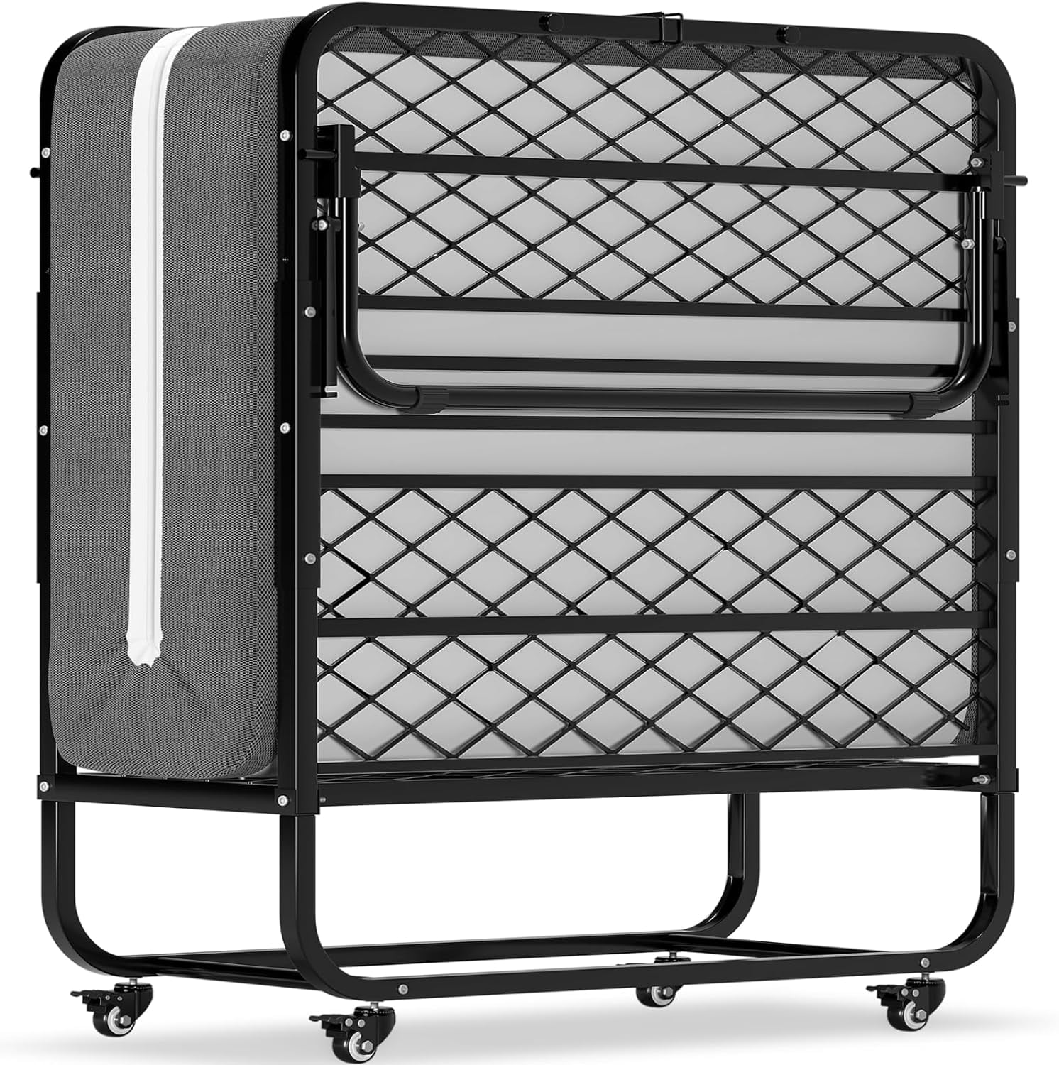 Metal Folding Bed with 5 Inch Mattress Twin Size Portable Guest Beds ...