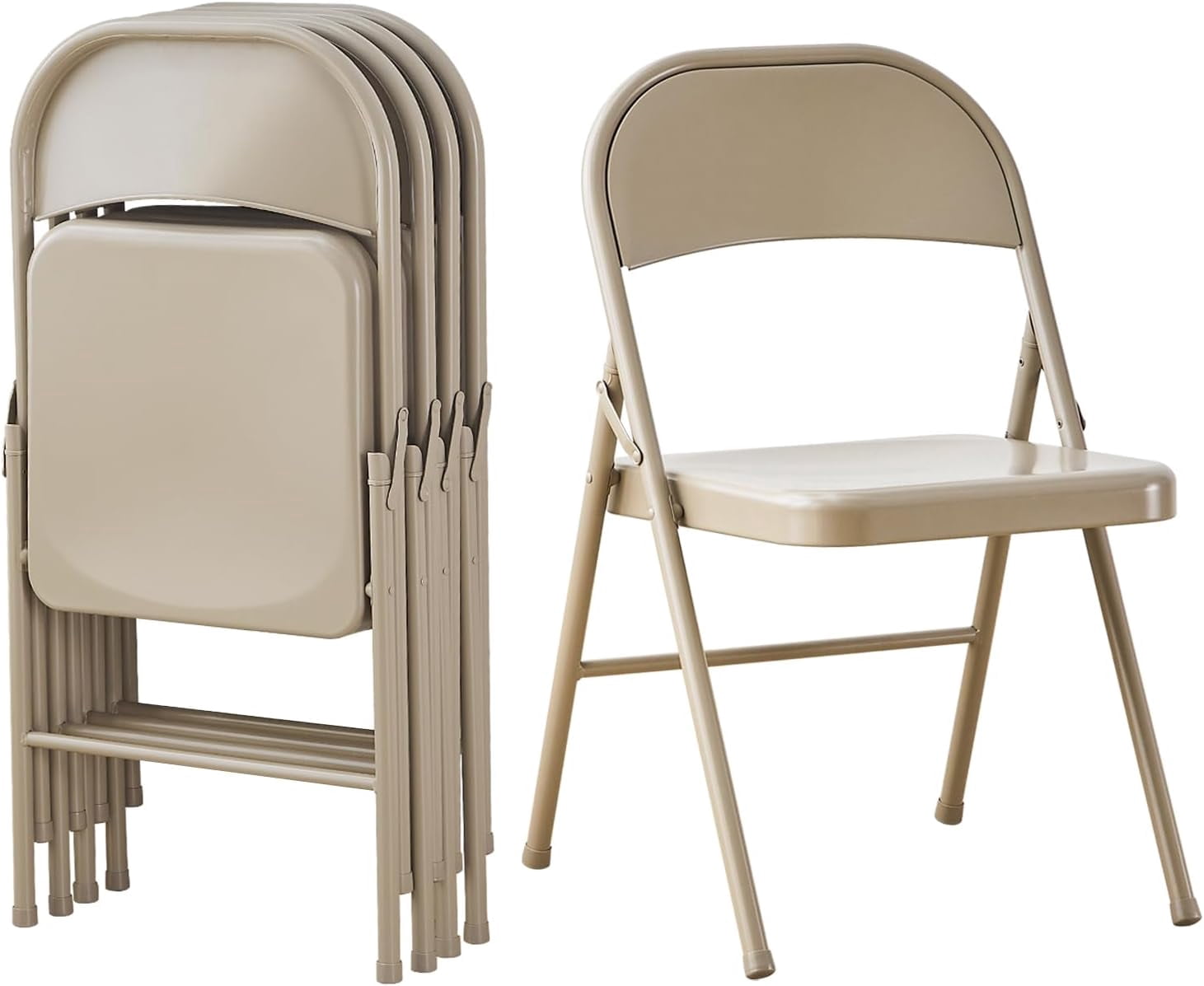 Metal Folding Chair- Set of 4 All Steel Foldable Chairs Space Saving ...