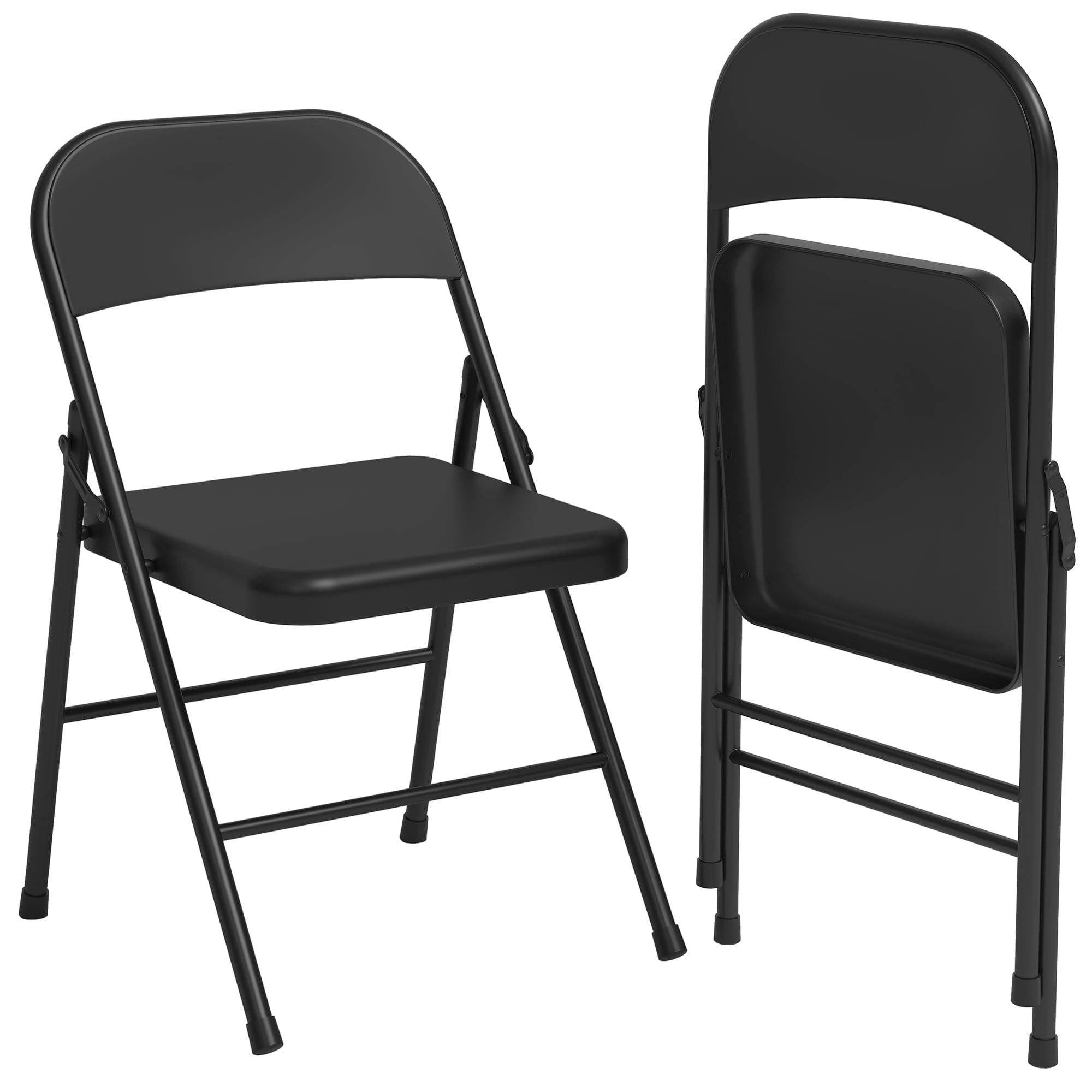 Metal Folding Chairs, 2 Pack/4 Pack Foldable Chairs, 350Lbs, Steel ...