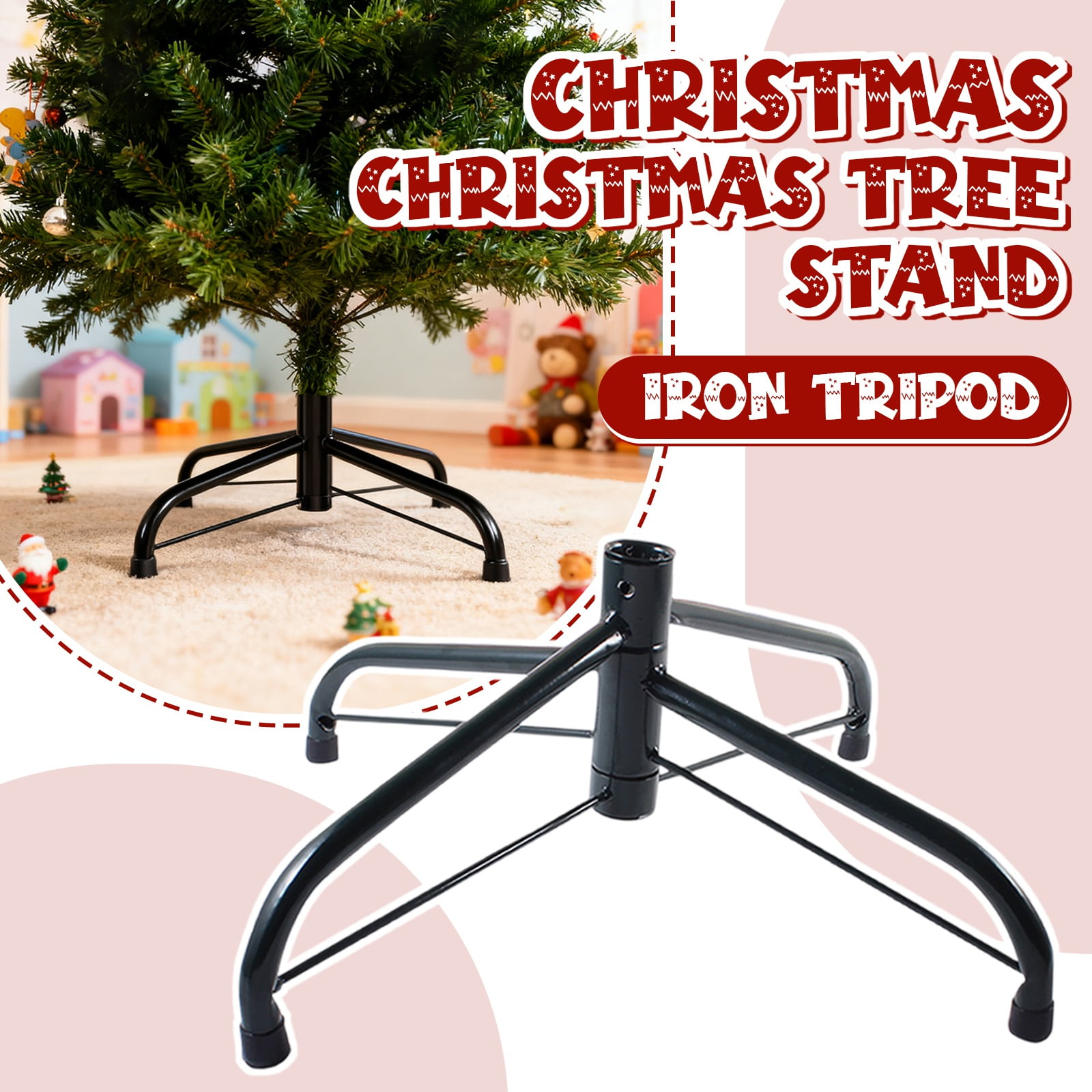 Metal Folding Christmas Tree Stand Heavy Duty Stable Base Easy Setup ...