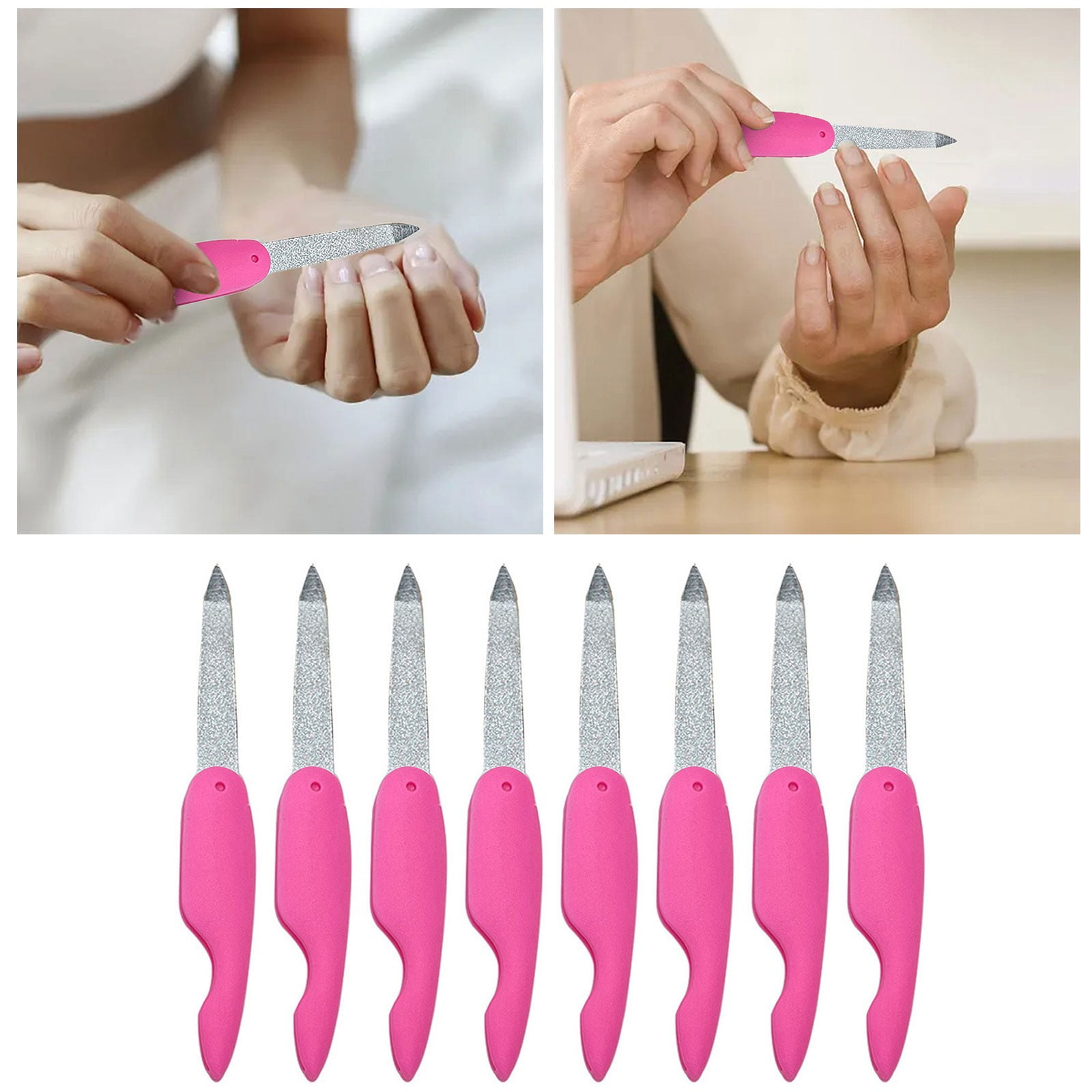 Nail File Set - 8pcs Metal Folding Double-Sided Nail File Buffer for ...