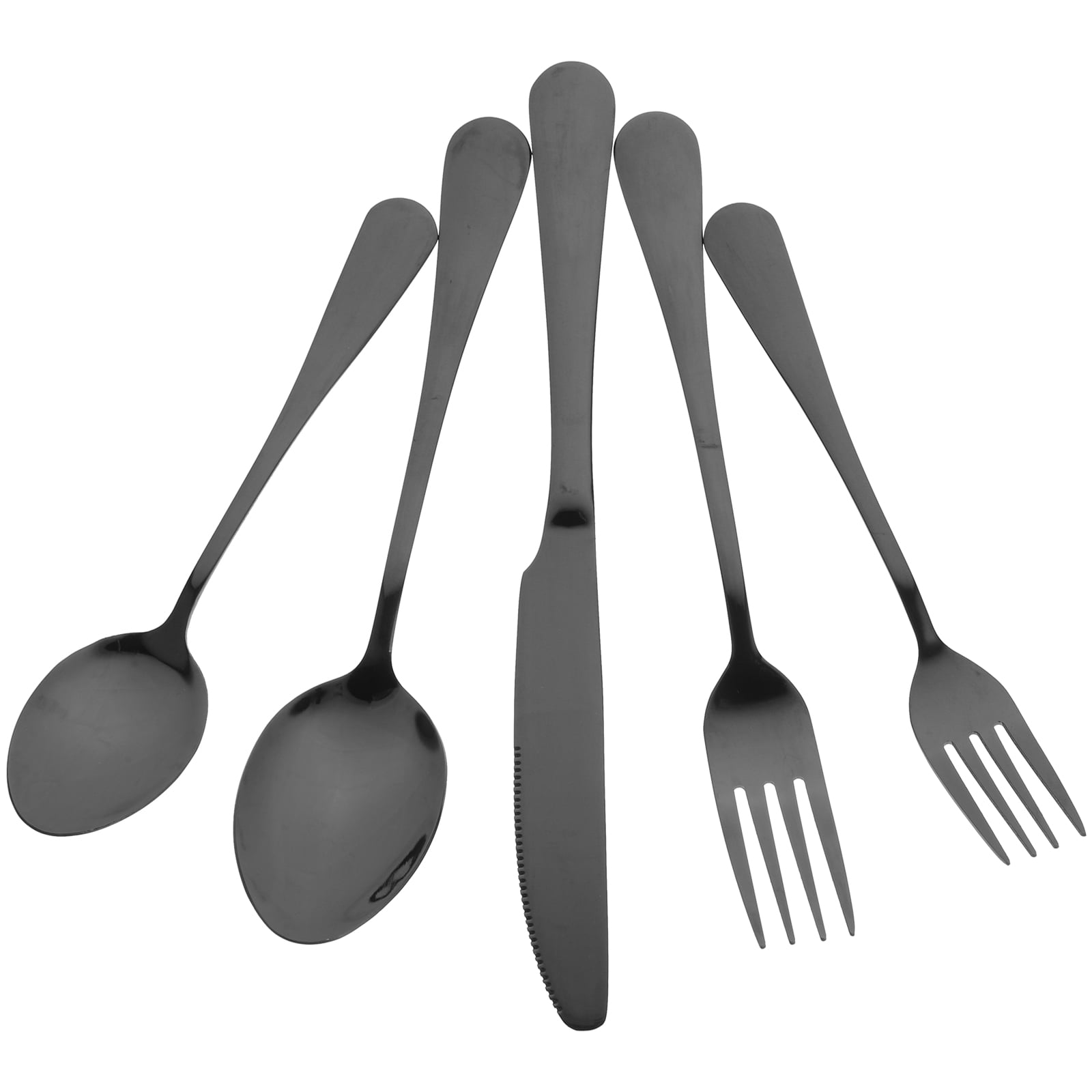 Metal Forks Five Piece Knife Spoon Set Western Food Cutlery Kit Black ...