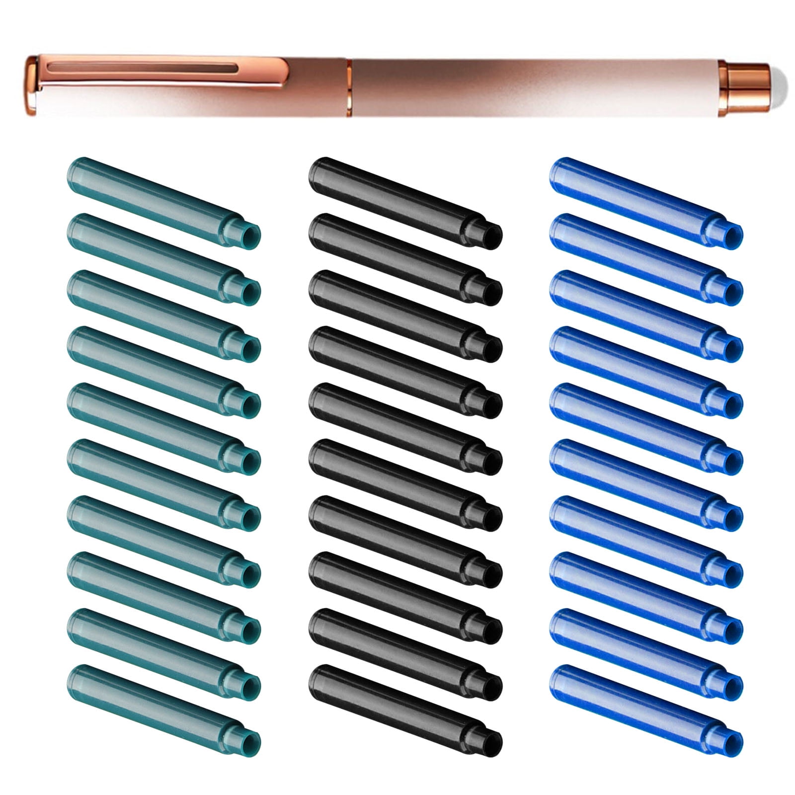 Metal Fountain Pen with 30 Inks Cartridges 0.38mm Tip Erasable for ...