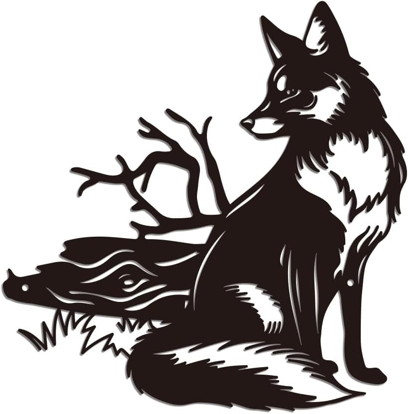 Metal Fox Wall Art Decor, Iron Fox Wall Hanging Decor for Home ...