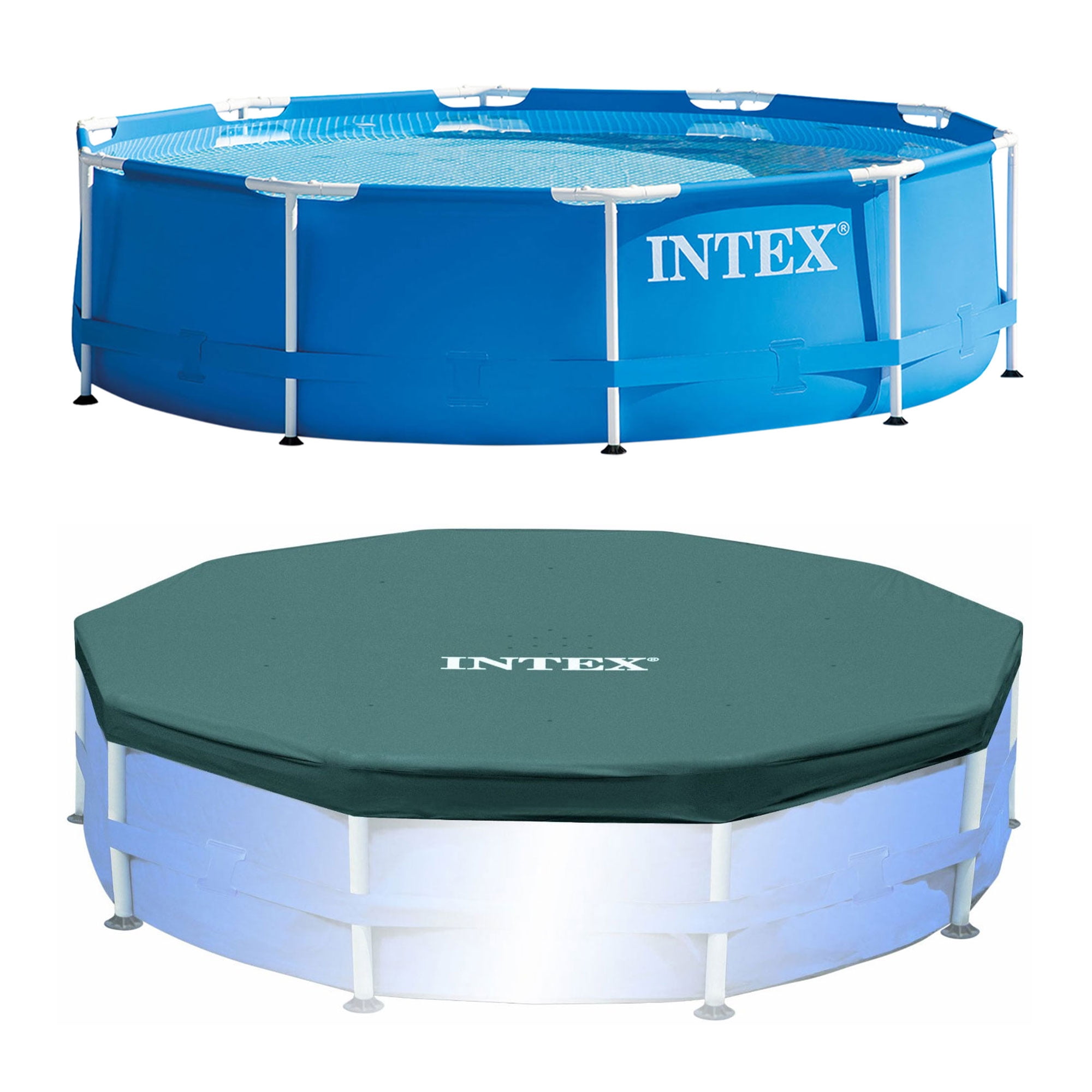 Intex Big Size Metal Frame Above Ground Swimming Pool for Adults w/ 10 ...