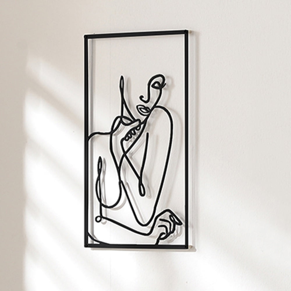 Metal Frame Art Wall Decor Modern Abstract Minimalist Figures Line for ...