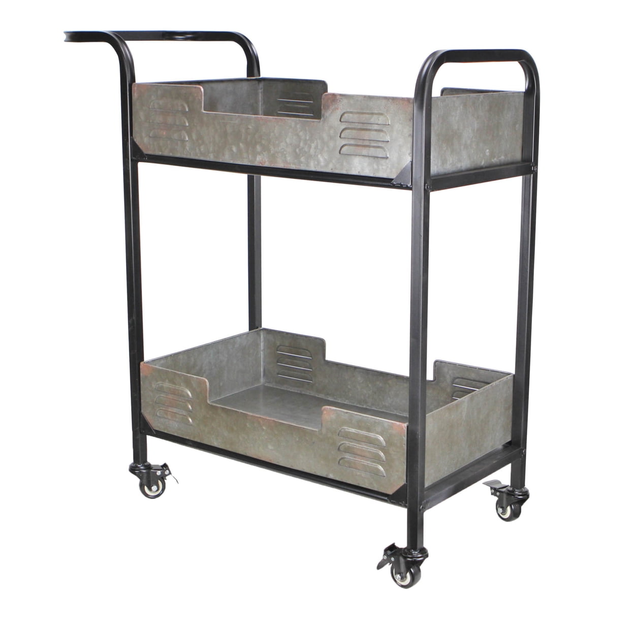 Metal Frame Cart With Locking Wheels And Removable Metal Trays ...