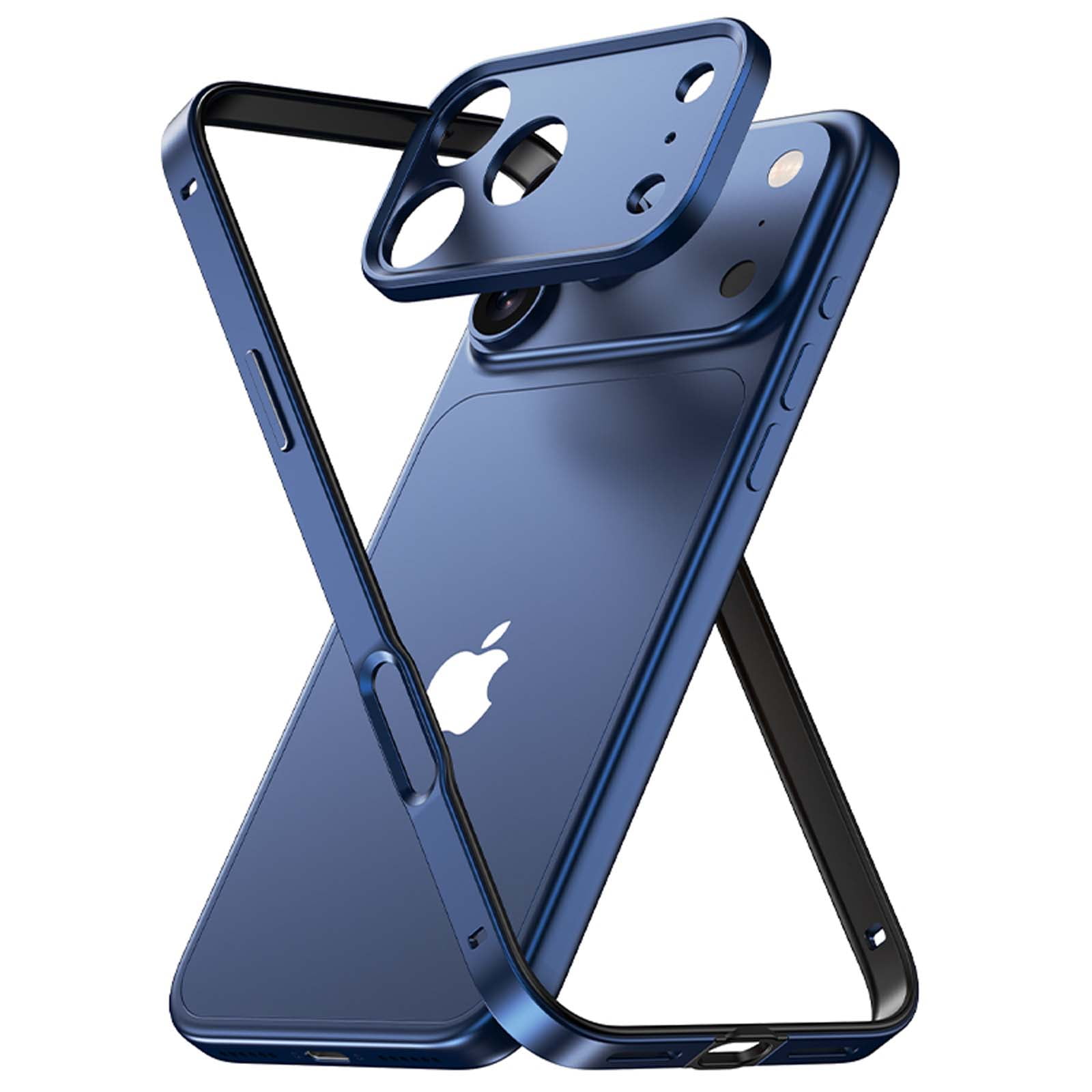 Metal Frame Case For iPhone 16 Pro,With Lens Camera Protector,No Back ...