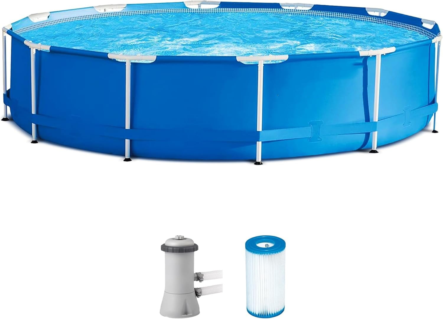 Metal Frame Above Ground Swimming Pool Set: 12ft x 30in – Includes 530 ...