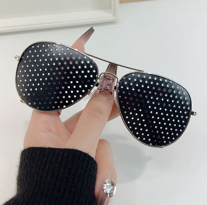 Pinhole Glasses with Metal Frame Radiation Resistance Lenses Full Frame ...