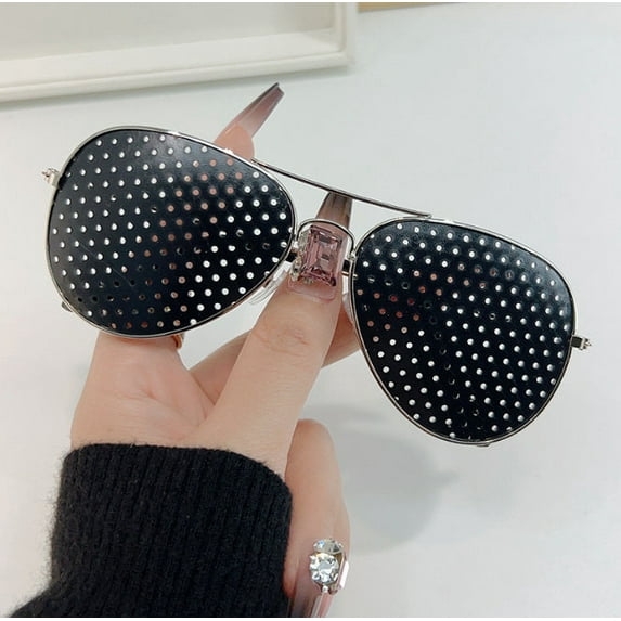 Pinhole Glasses with Metal Frame Radiation Resistance Lenses Full Frame ...