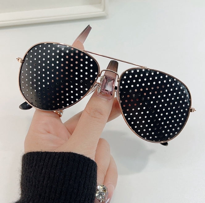 Pinhole Glasses with Metal Frame Radiation Resistance Lenses Full Frame ...