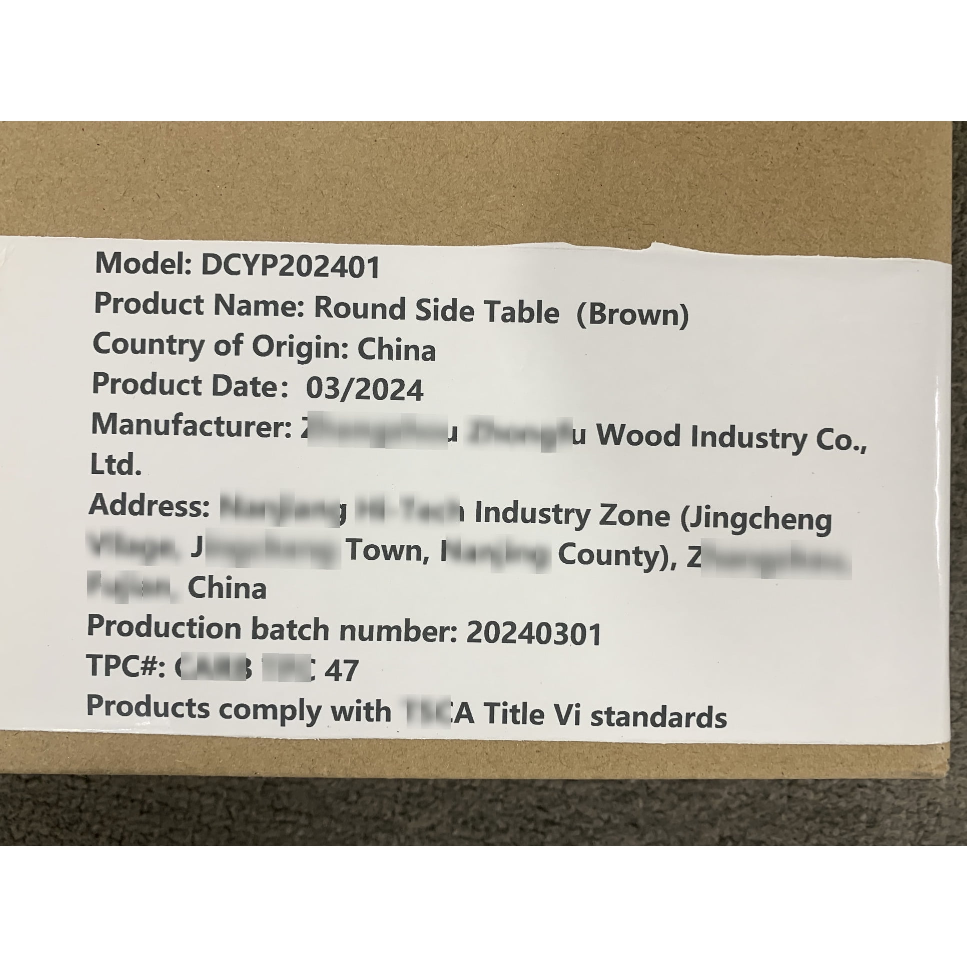 Metal Frame Round Table, 19.68''h, Top, Brown, For Living Room, Bedroom ...