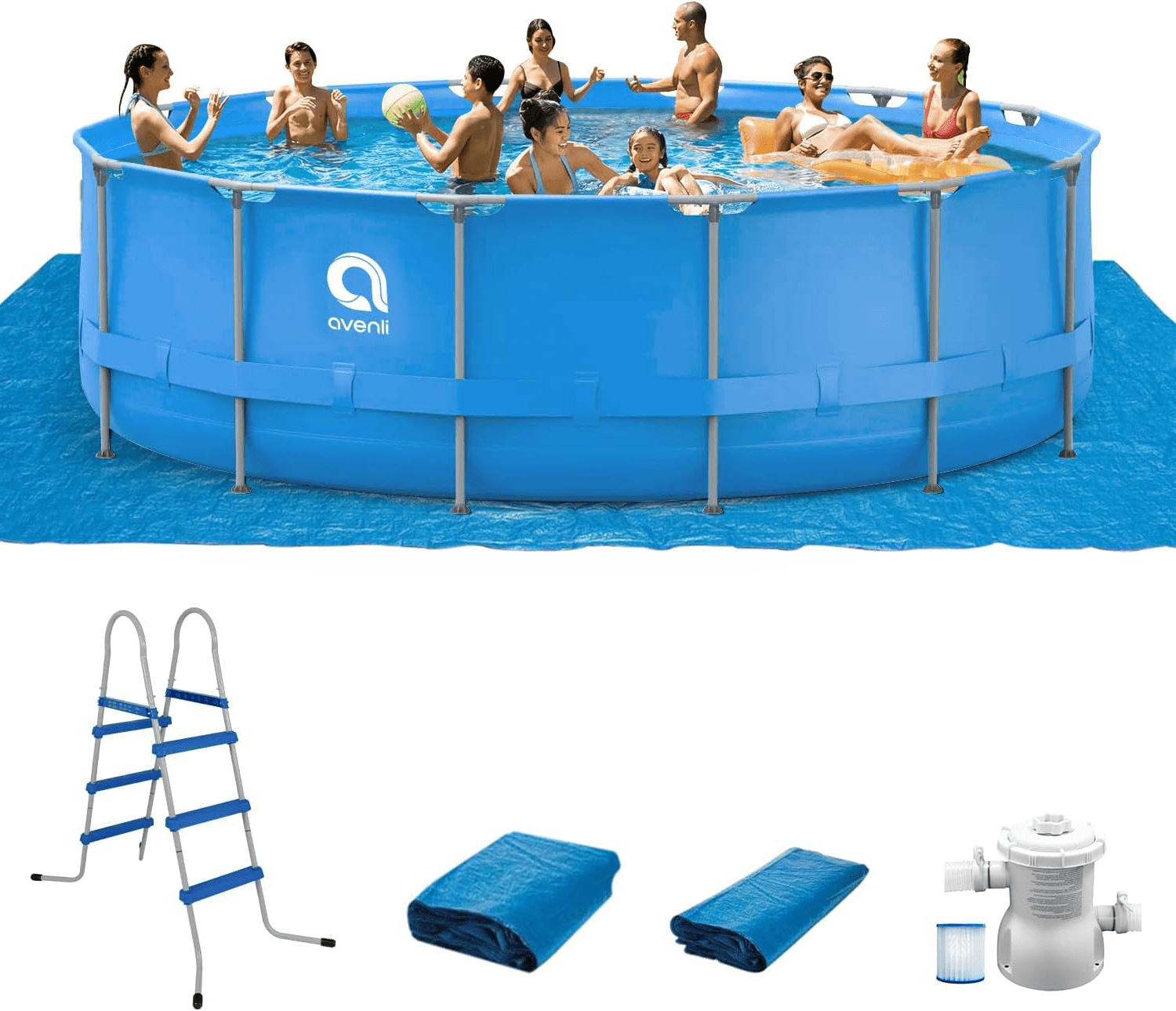 Metal Frame Swimming Pool, 15ftx36inch Frame above Ground Pool, Outdoor ...