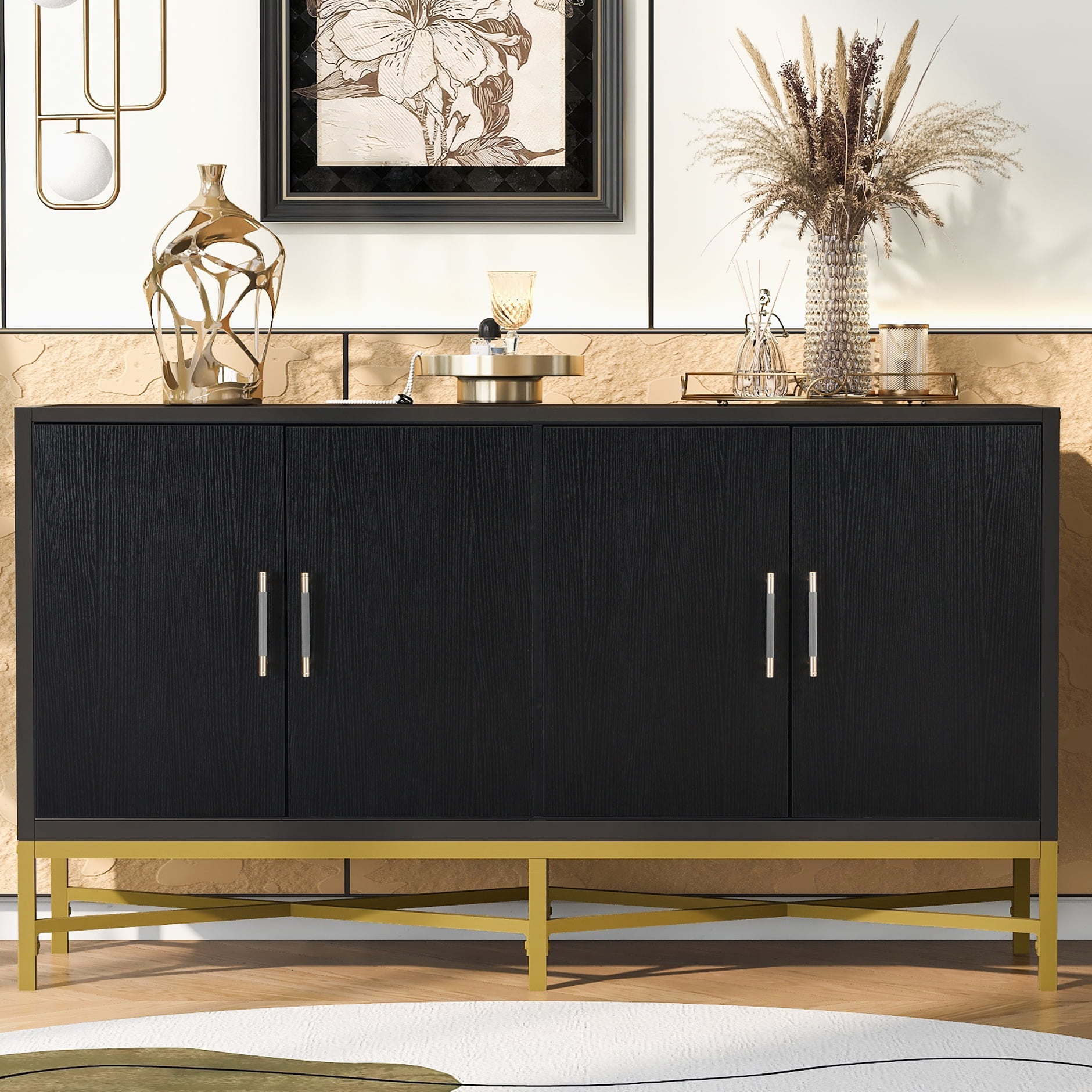 Metal Framed Sideboard With Four Doors And Practical Storage Space ...