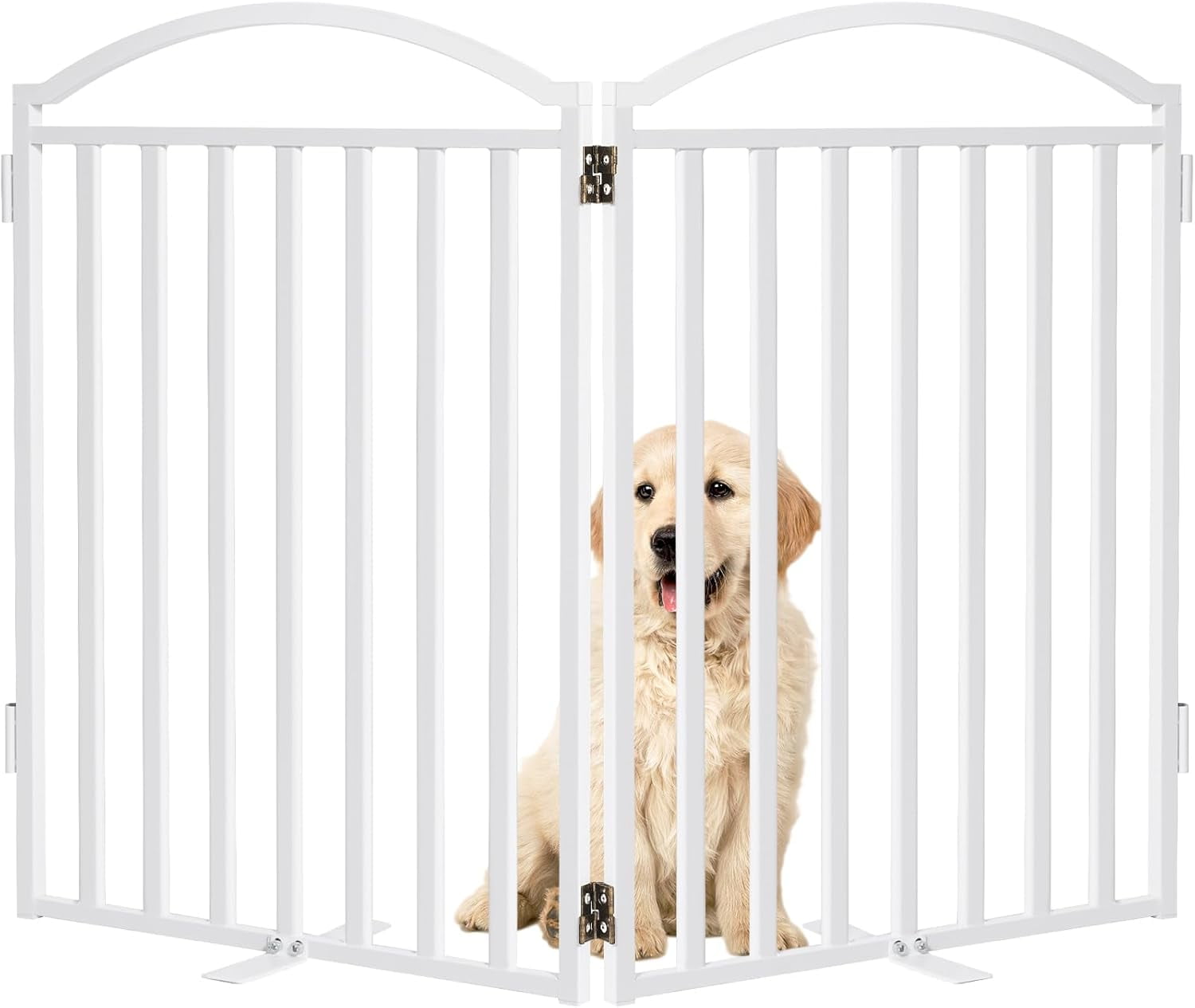 Metal Freestanding Dog Gate with Door, 32'' Height 2 Panels Dog Gate ...