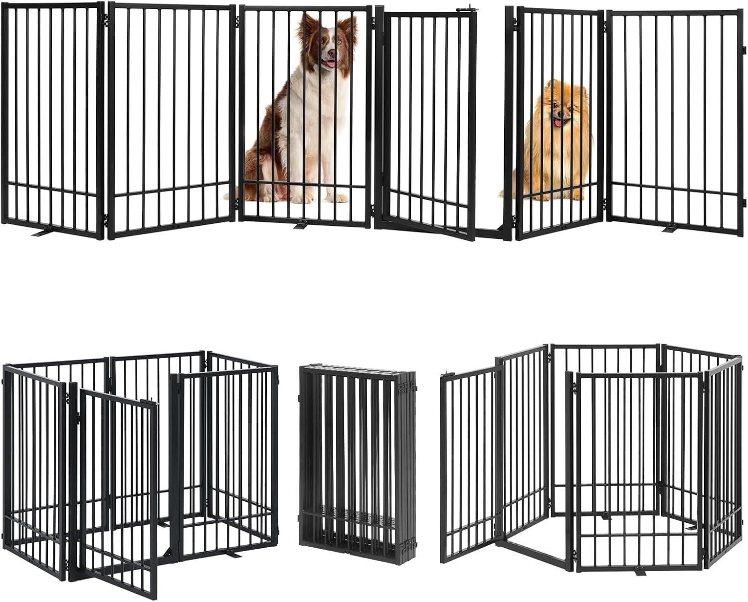 Metal Freestanding Dog Gate with Door, Extra Wide 121