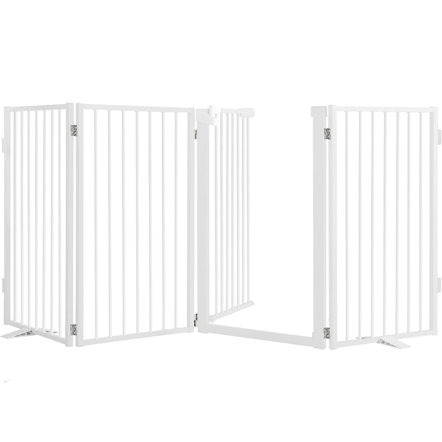 Metal Freestanding Dog Gate with Door, Dog Fence with Support Feet for ...