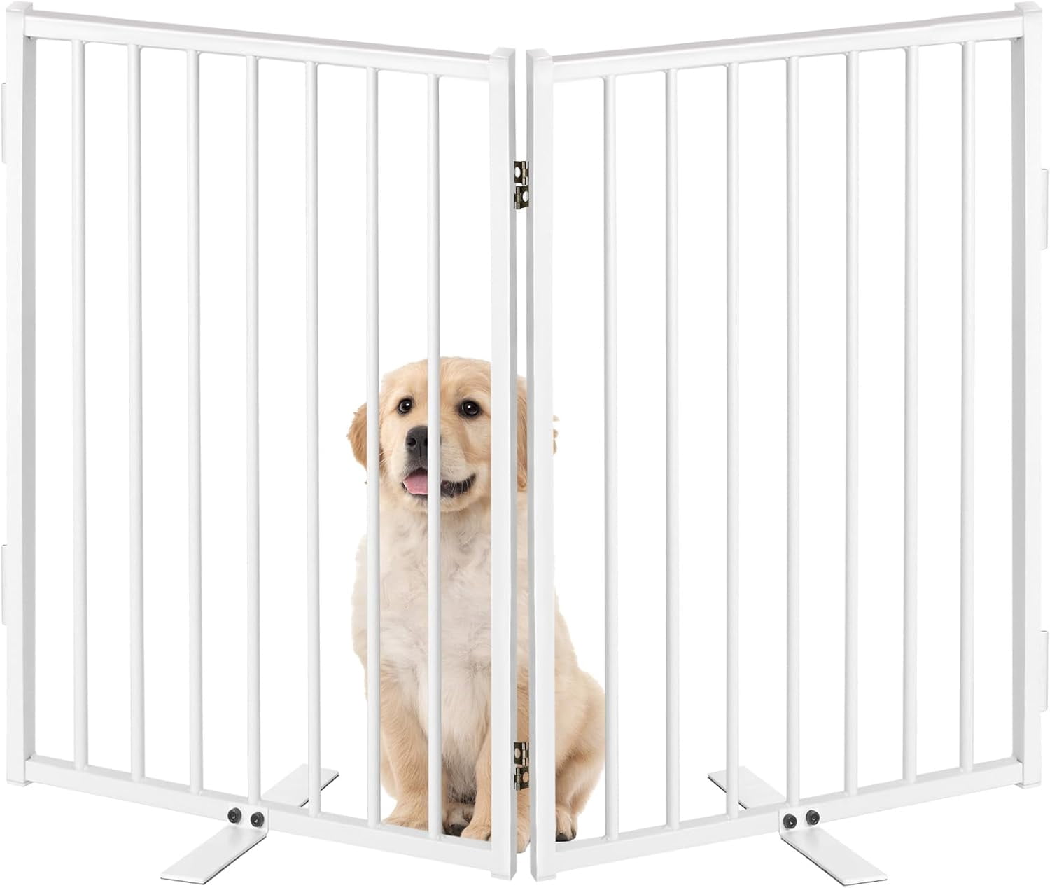 Metal Freestanding Dog Gates with Door for Outdoor Extra Wide Tall ...