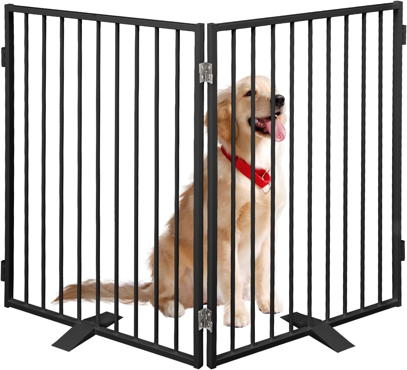 Metal Freestanding Dog Gates,Extra Wide 24", 32" Height Foldable Dog ...
