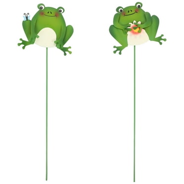 HONGLAND Outdoor Metal Frog Solar Garden Stake, Yard Decor, Welcome ...
