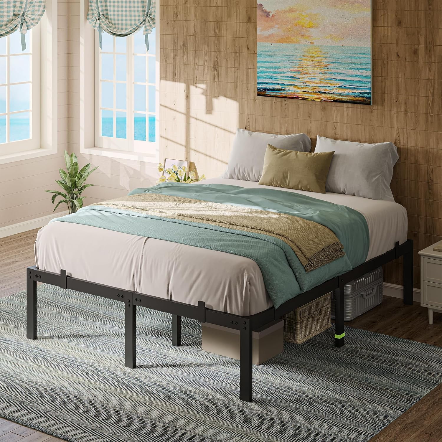 Metal Full Bed Frame, 14 Inch Platform Bed Frame with 6 Mattress Slide ...