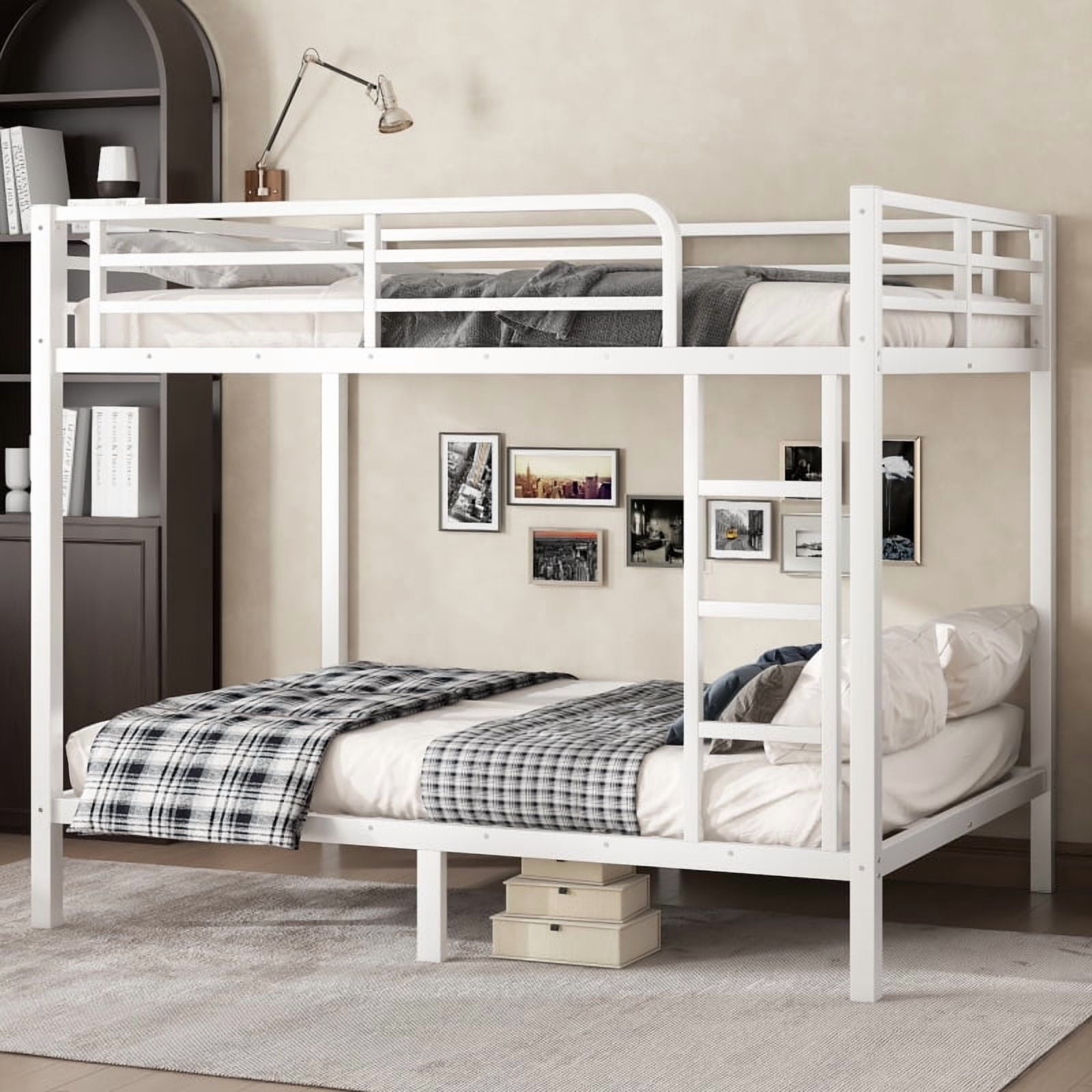 Luckynote Full over Full Bunk Bed, Heavy Duty Metal Frame, Space Saving ...
