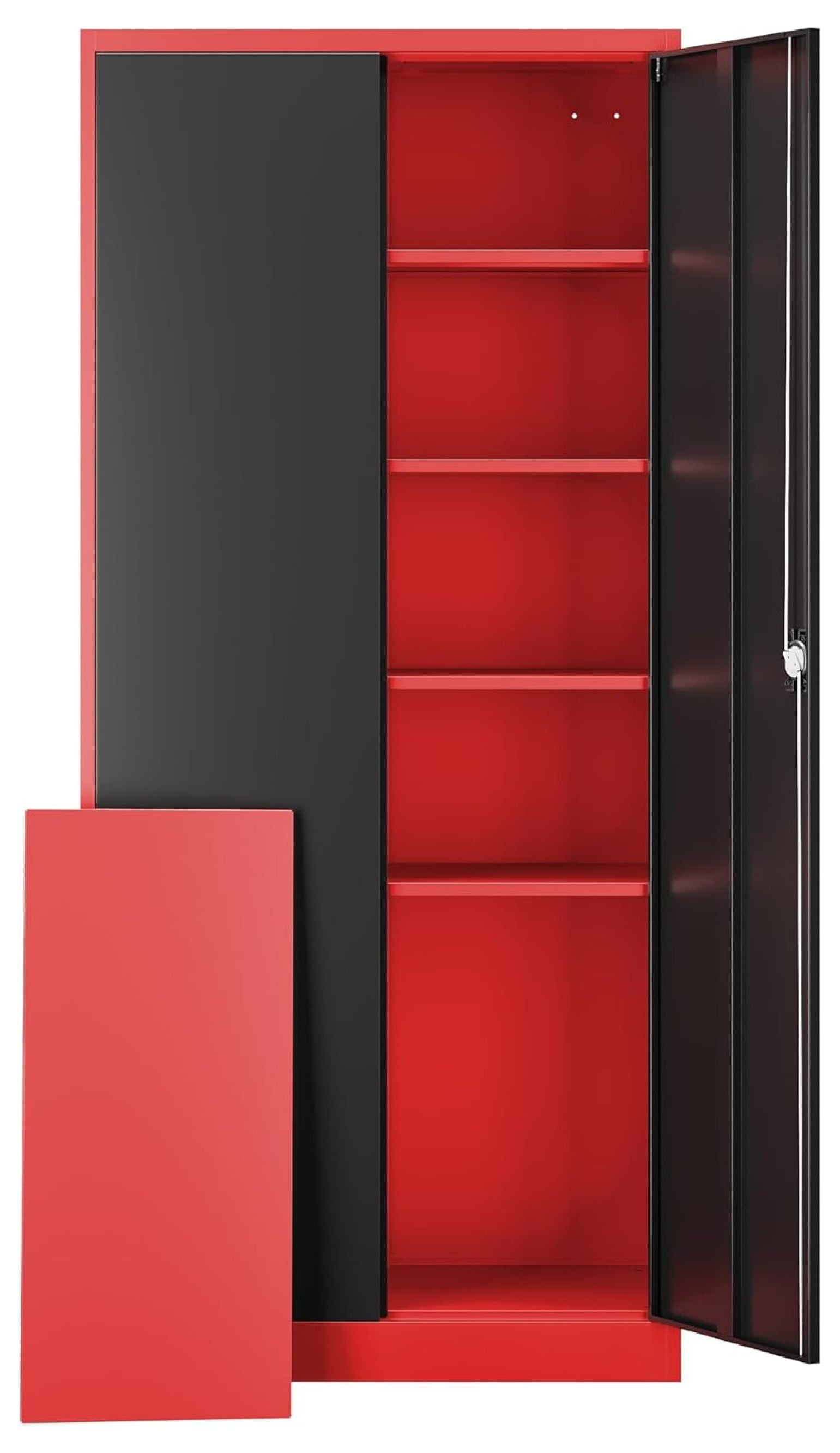 Metal Garage Cabinet,71" Lockable Storage Cabinet with 2 Doors and 5 ...