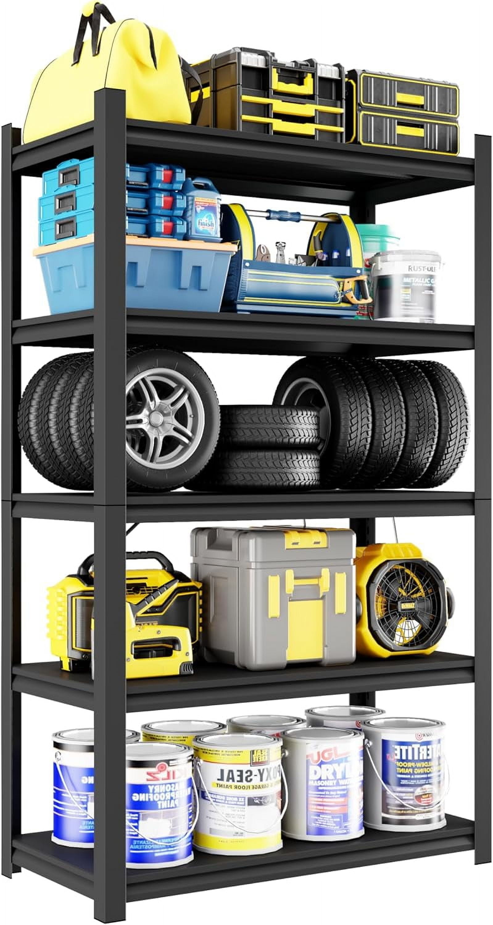 Metal Garage Shelving - Adjustable 5-Tier Heavy Duty, 2500 LBS, Storage ...