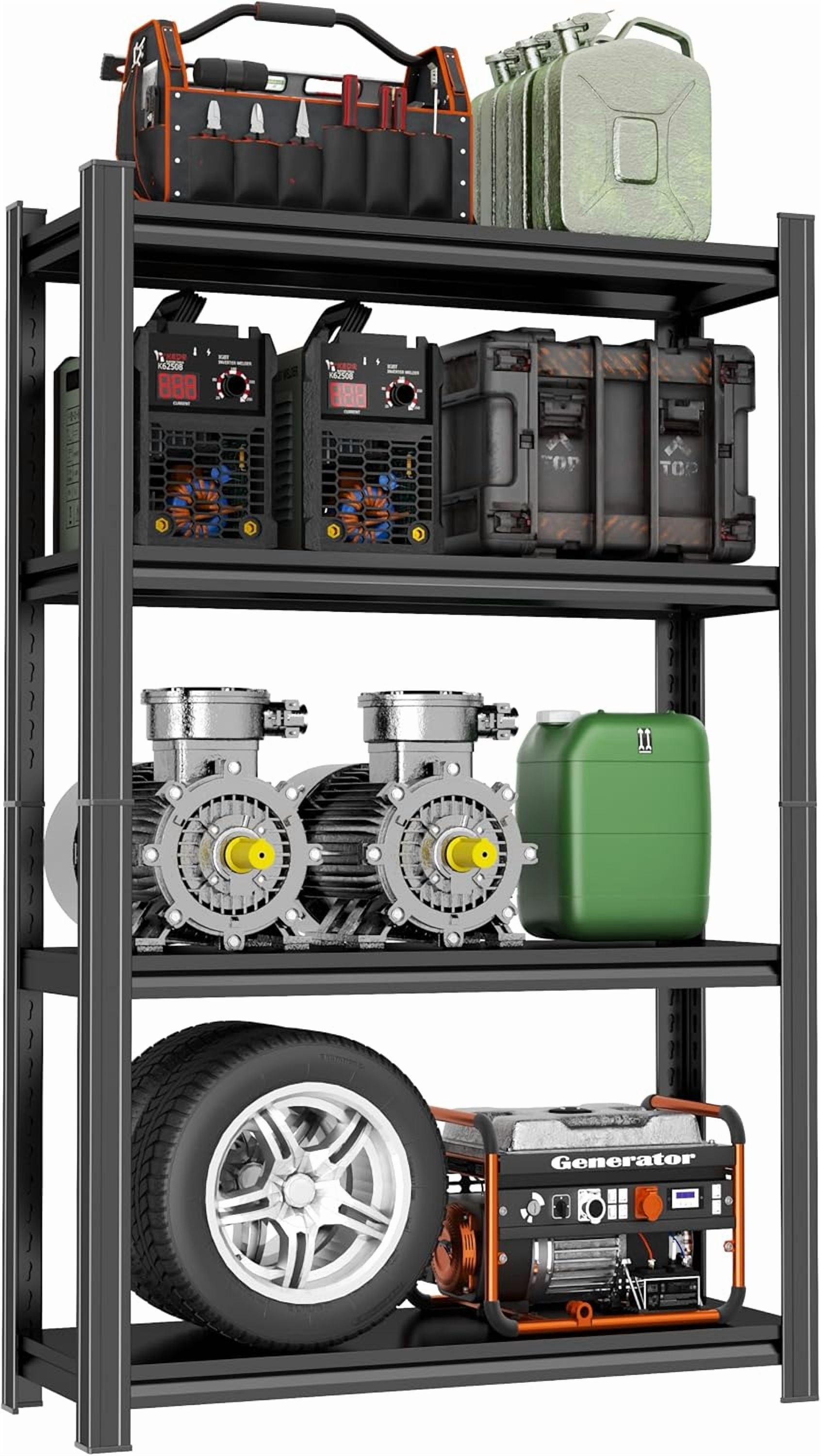 Metal Garage Shelving Unit, Heavy Duty 4-Tier Adjustable Storage Rack ...