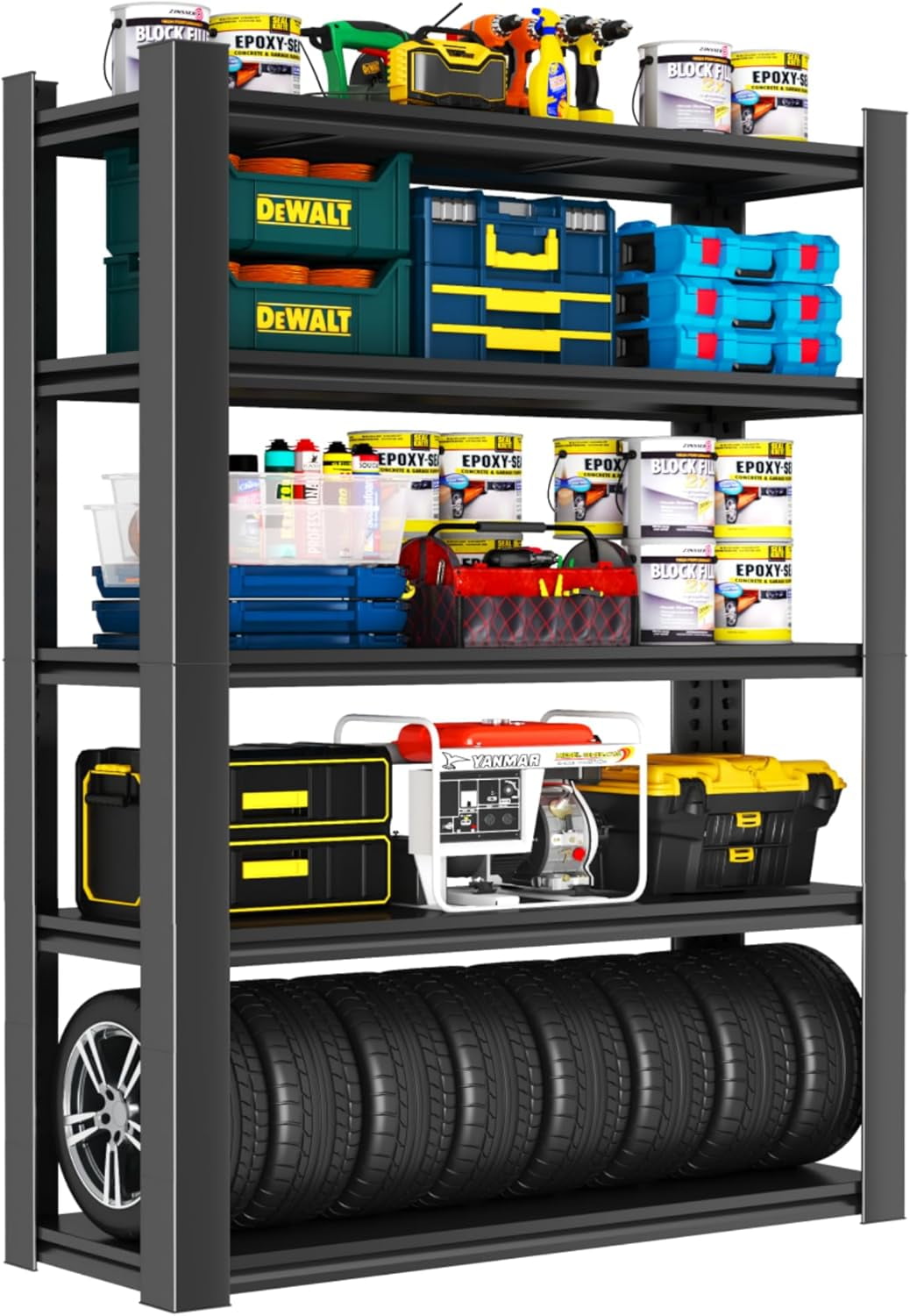 Metal Garage Shelving Unit, Heavy Duty 5-Tier Adjustable Storage Rack ...