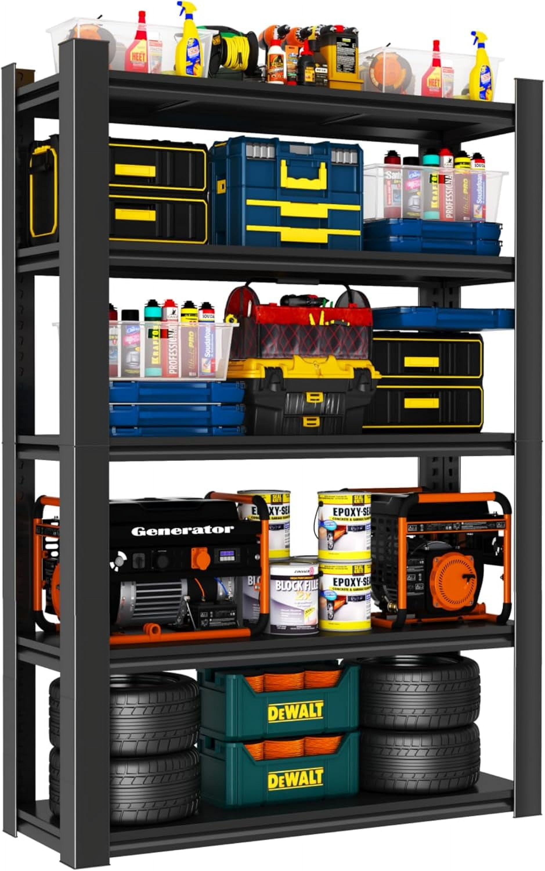 Metal Garage Shelving Unit, Heavy Duty 5-Tier Adjustable Storage Rack ...
