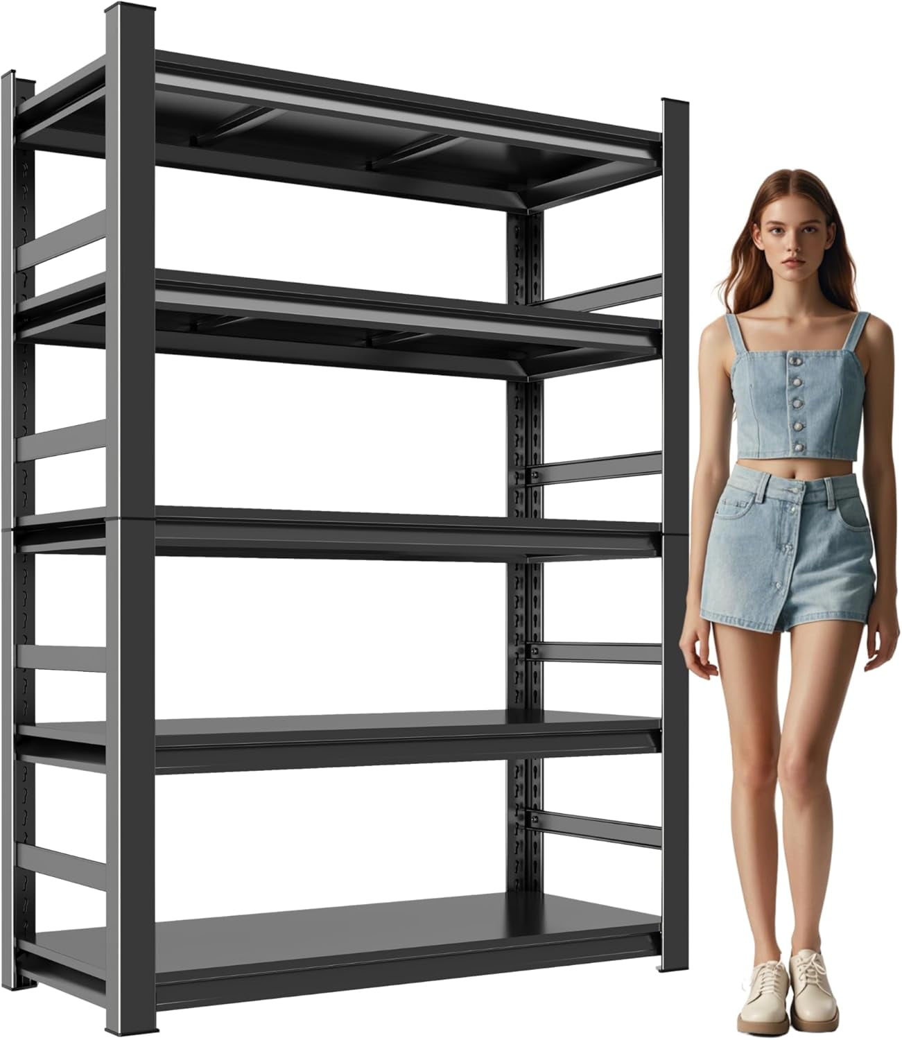 Metal Garage Shelving Unit, Heavy Duty 5-Tier Adjustable Storage Rack ...