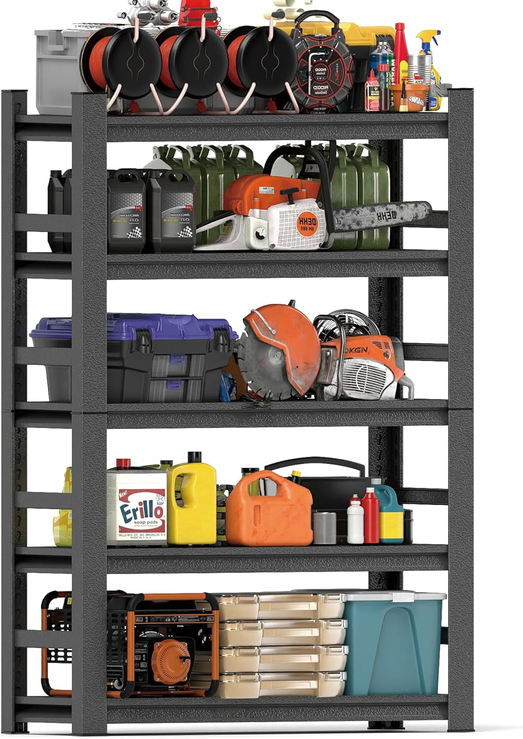 Metal Garage Shelving Unit,Heavy Duty 5-Tier Adjustable Storage Rack ...