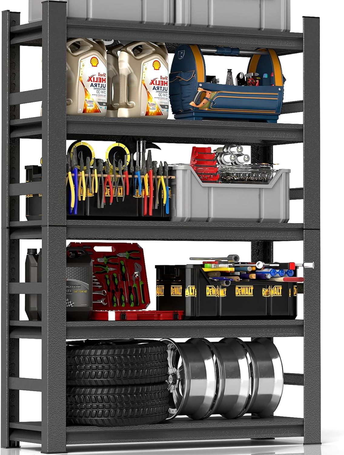 Metal Garage Shelving Unit,Heavy Duty 5-Tier Adjustable Storage Rack ...