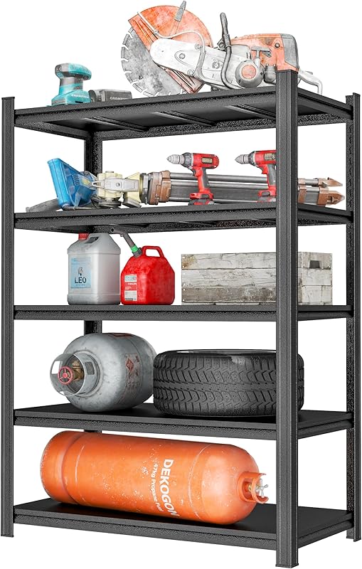 Metal Garage Shelving Unit, Heavy Duty 5-Tier Adjustable Storage ...
