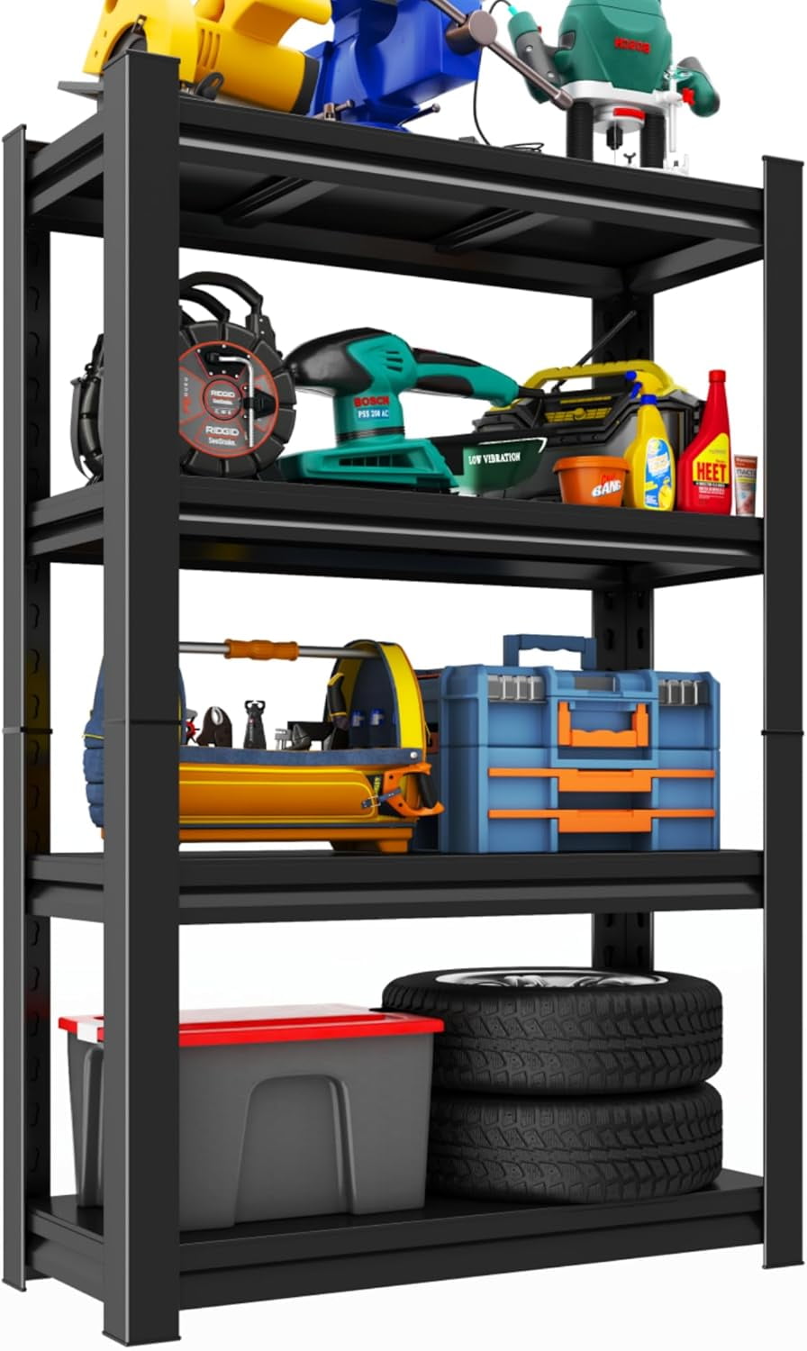 Metal Garage Shelving Unit, Heavy Duty Adjustable Storage Rack, Steel ...