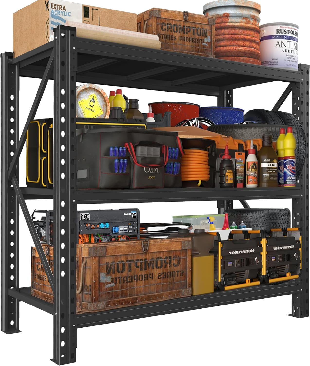 Metal Garage Shelving Unit, Heavy Duty Steel Storage Rack with 3750LBS ...