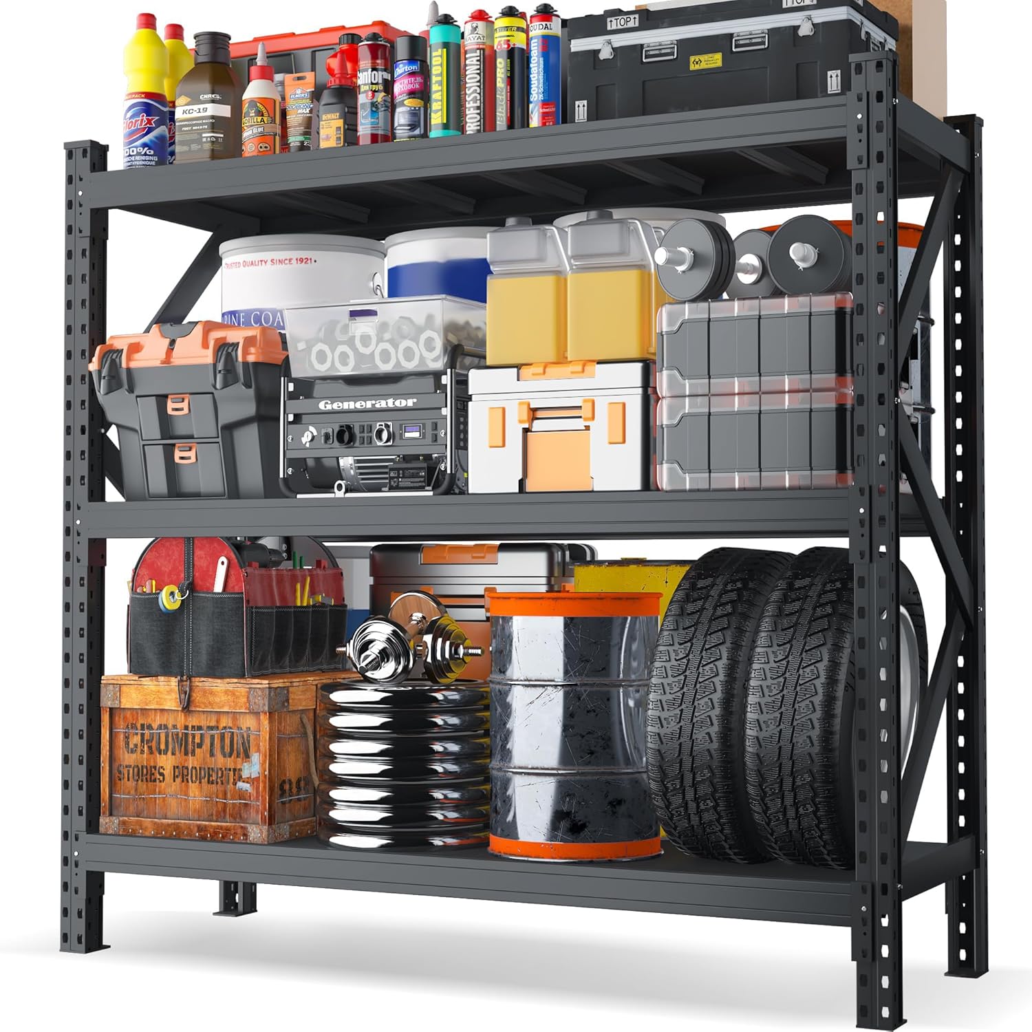 Metal Garage Shelving Unit, Heavy Duty Steel Storage Rack with 3750LBS ...