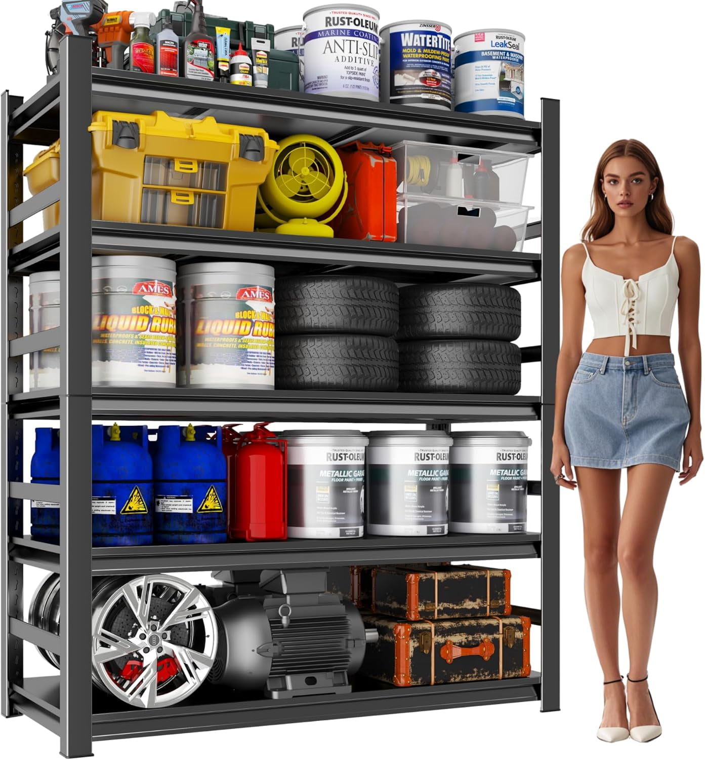 Metal Garage Shelving Unit, Heavy Duty Steel Storage Shelves, 3000 lbs ...