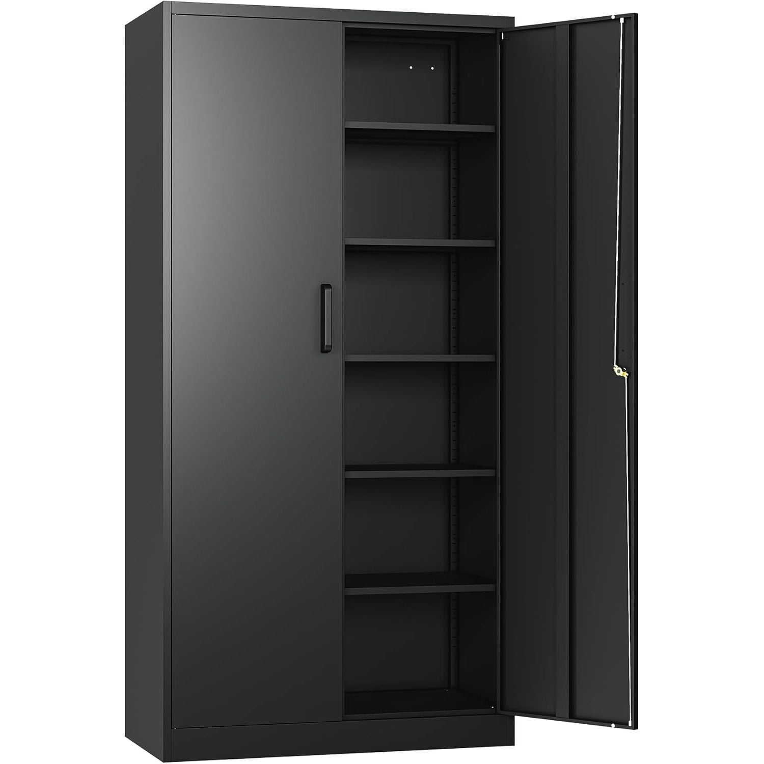 Metal Garage Storage Cabinet with 2 Doors and 5 Adjustable Shelves 72 ...