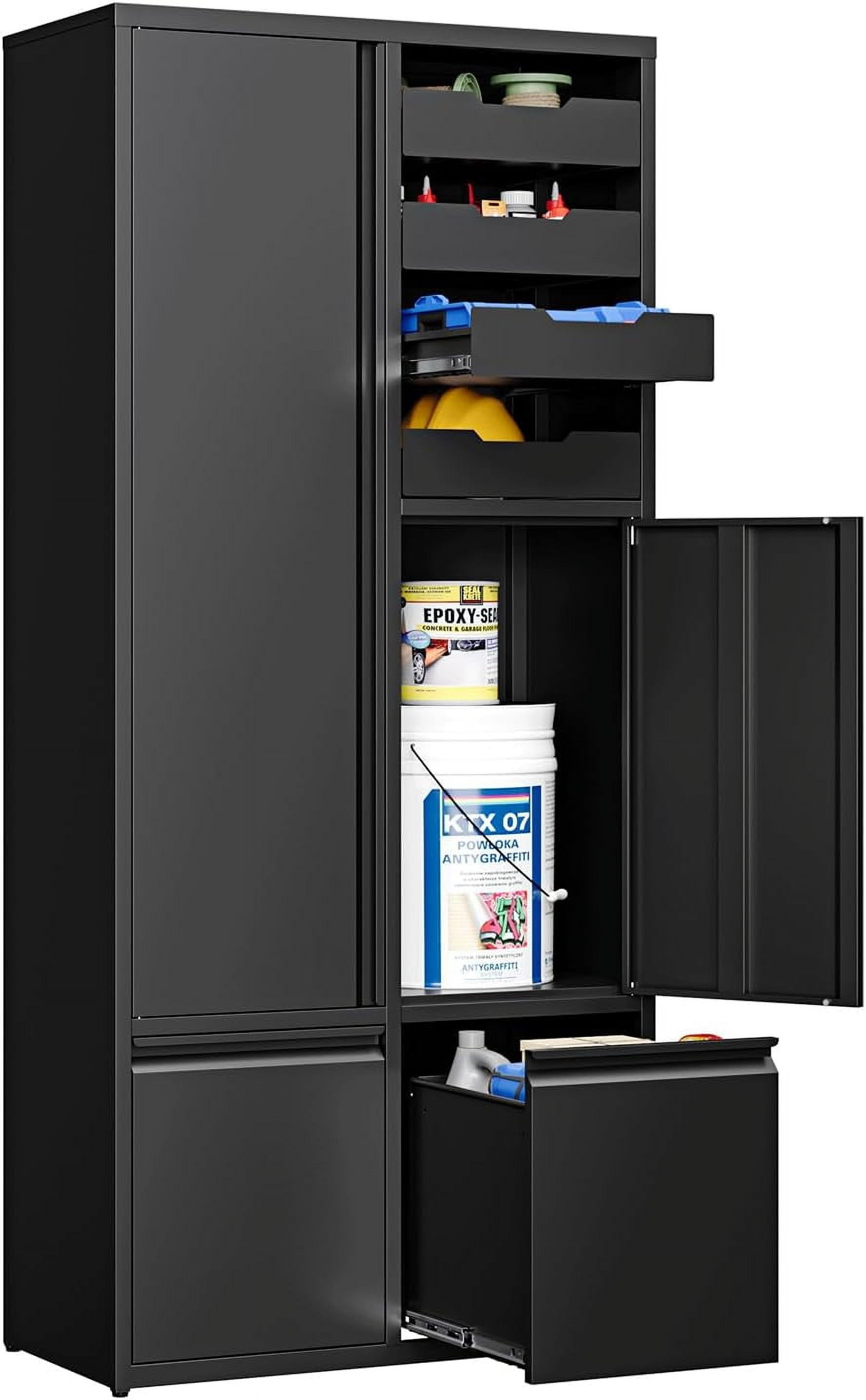 Metal Garage Storage Cabinet with 2 Drawers, 71" Heavy Duty Tool ...