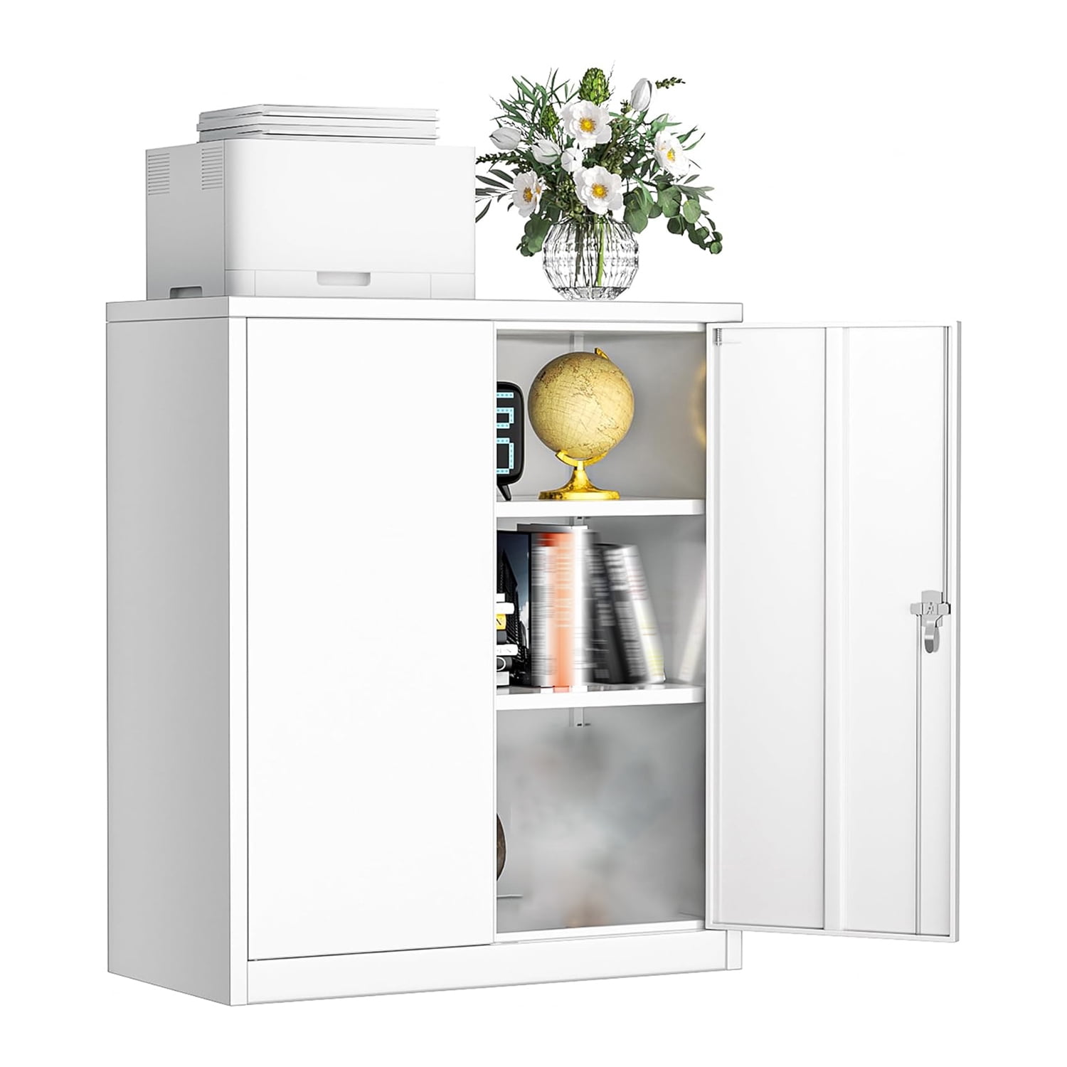 Metal Garage Storage Cabinet, 36" Steel File Locking Counter Cabinet ...