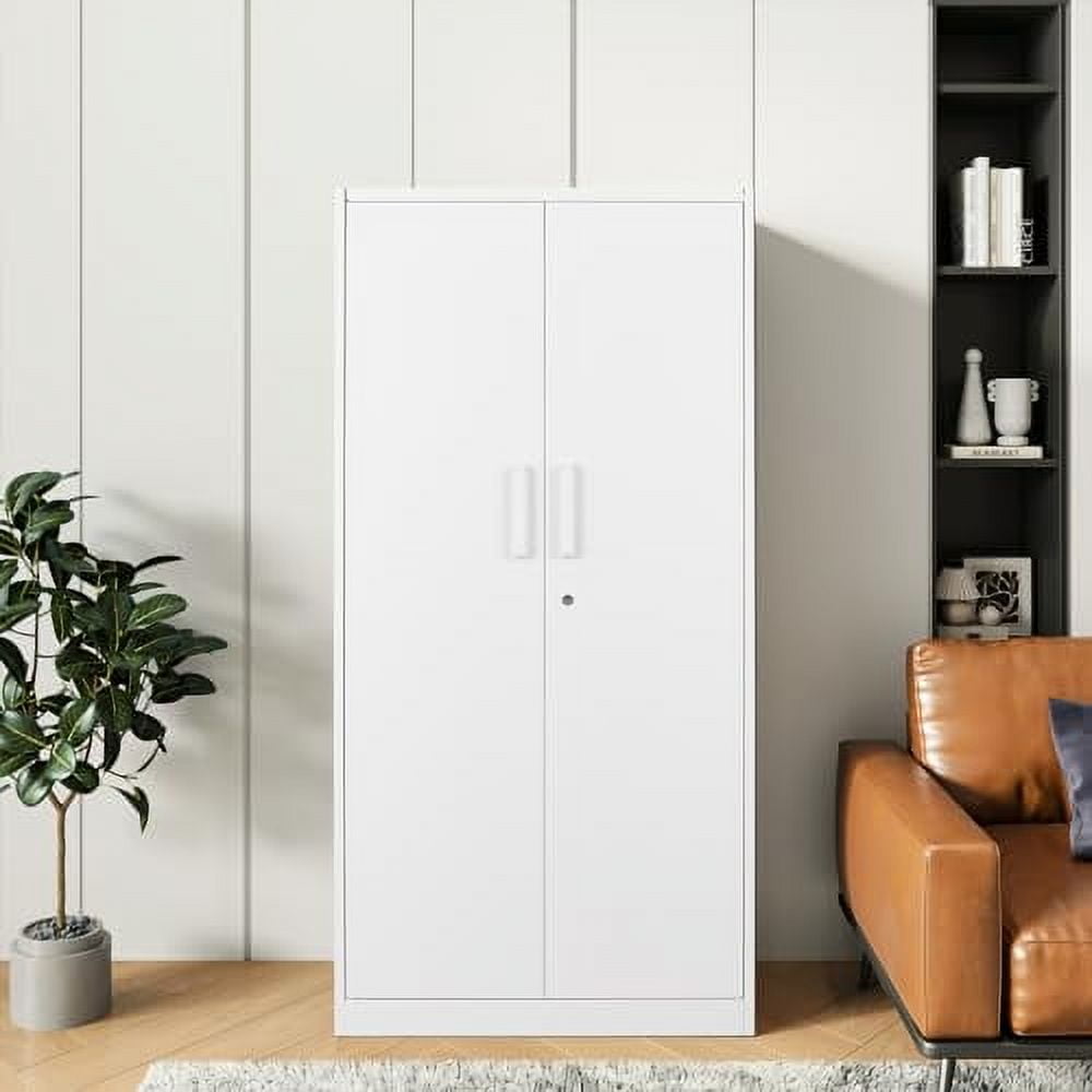 Metal Garage Storage Cabinet, 71" Locking Storage Cabinet with 2 Doors ...