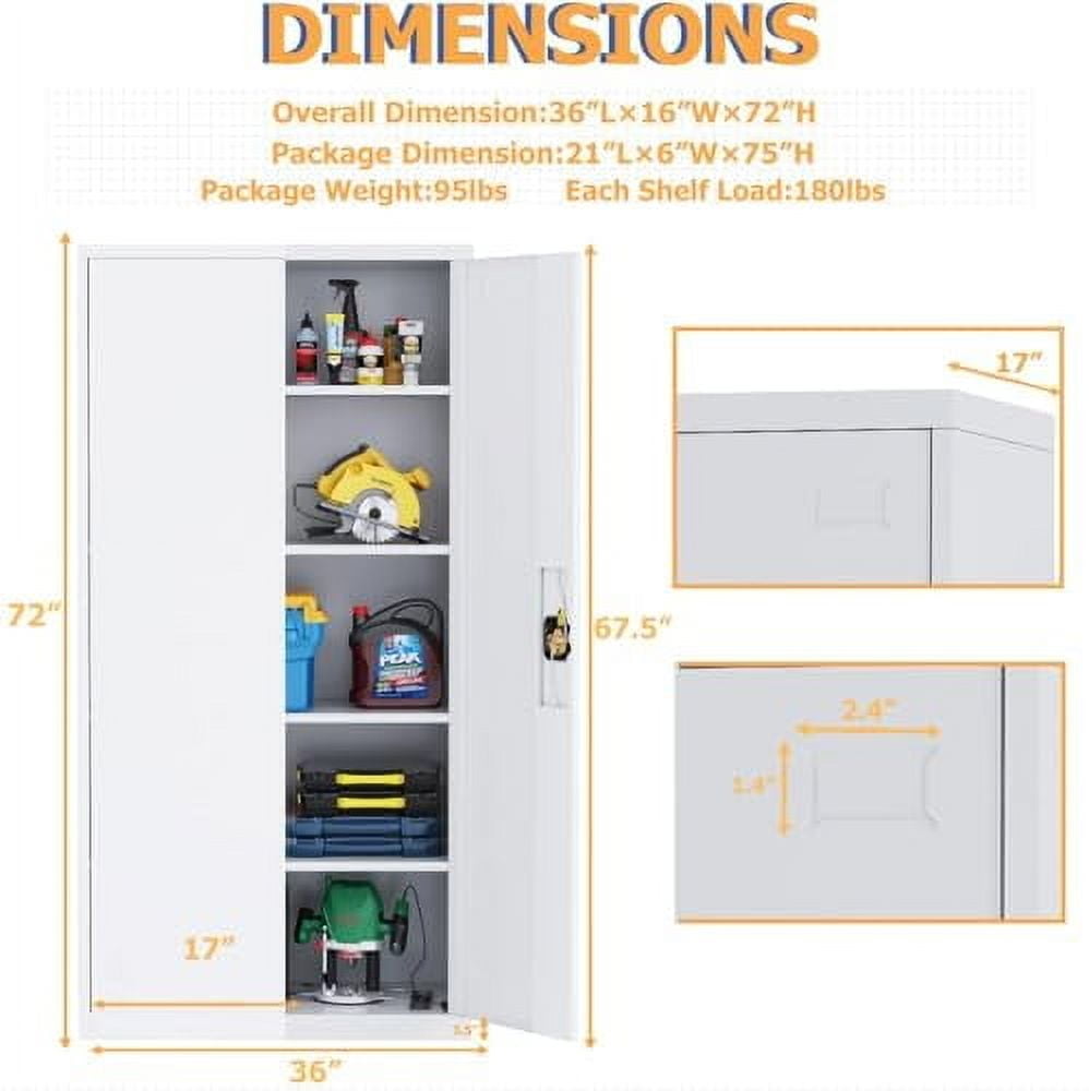 Metal Garage Storage Cabinet, 72" Tall Steel File Cabinet with 2 ...