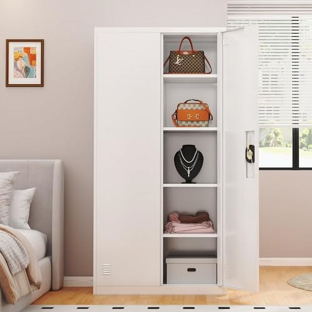 Metal Garage Storage Cabinet, 72" Tall Steel File Cabinet with 2 ...