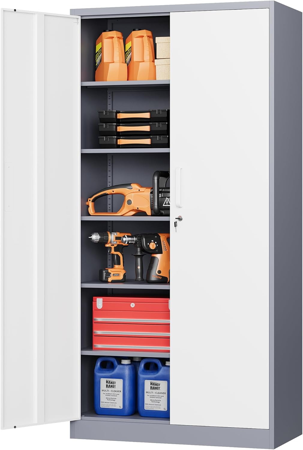 Metal Garage Storage Cabinet with Lock 71" Steel Lockable File Cabinet ...