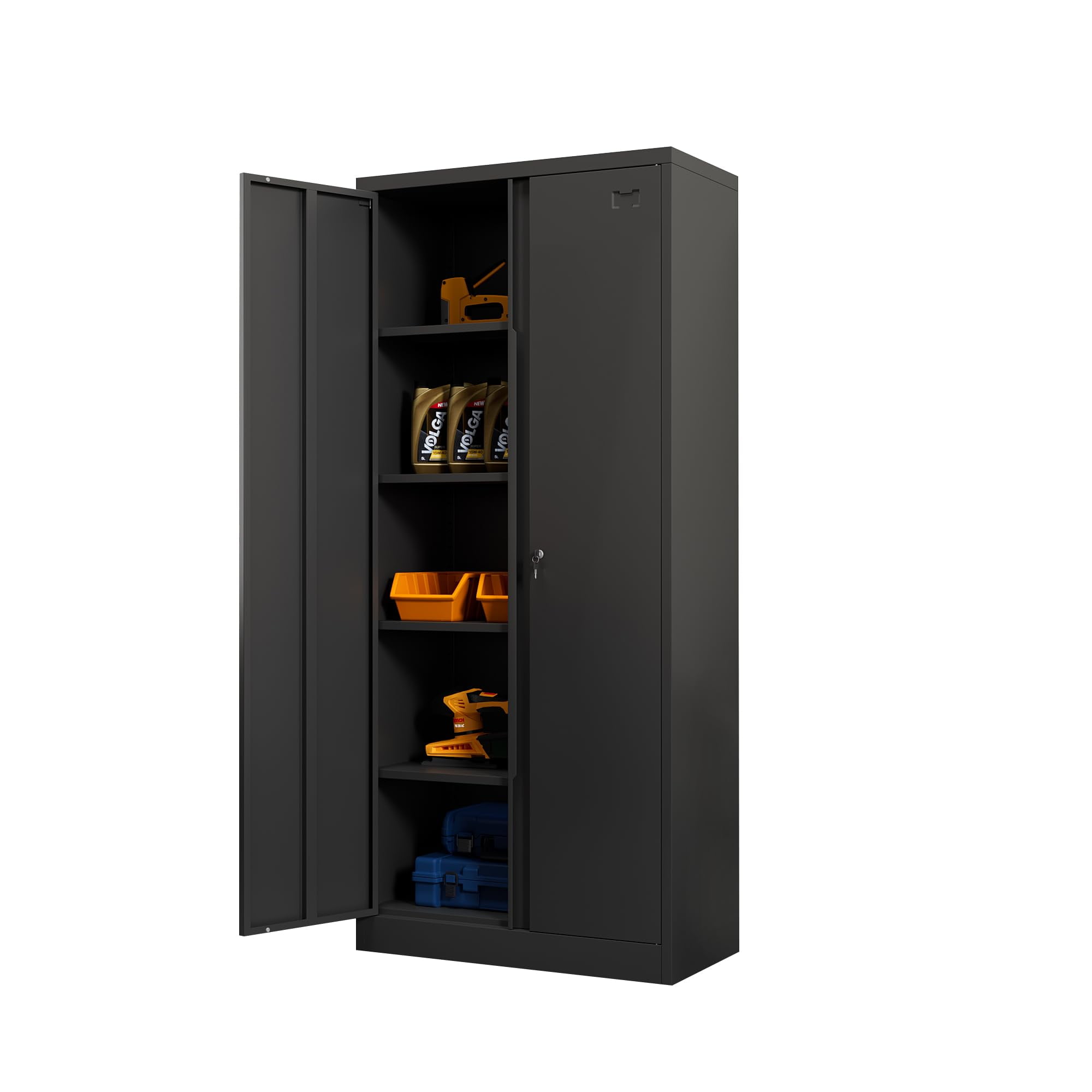 Metal Garage Storage Cabinet with Lock, 71" Lockable Garage Cabinet ...