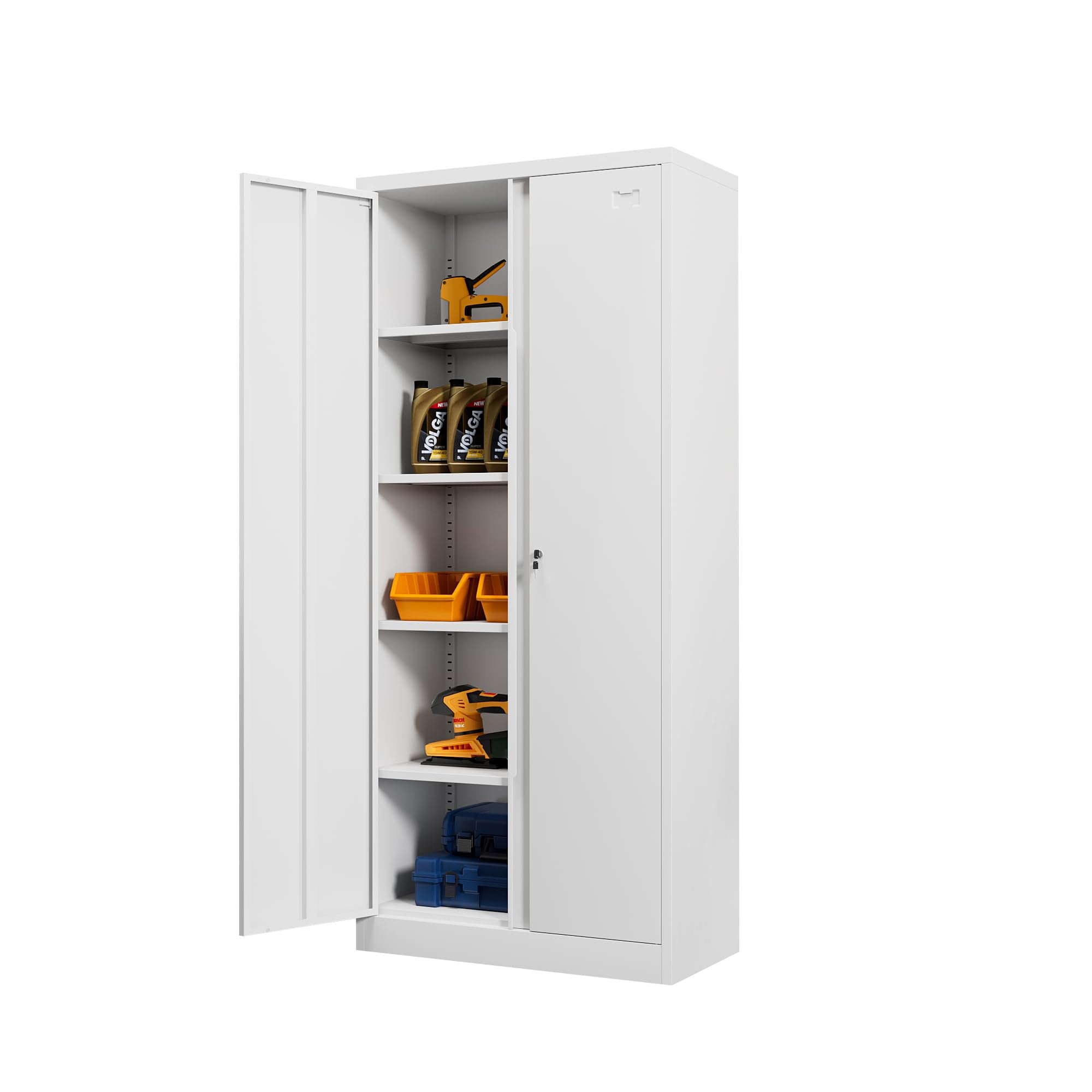 Metal Garage Storage Cabinet with Lock, 71" Lockable Garage Cabinet ...